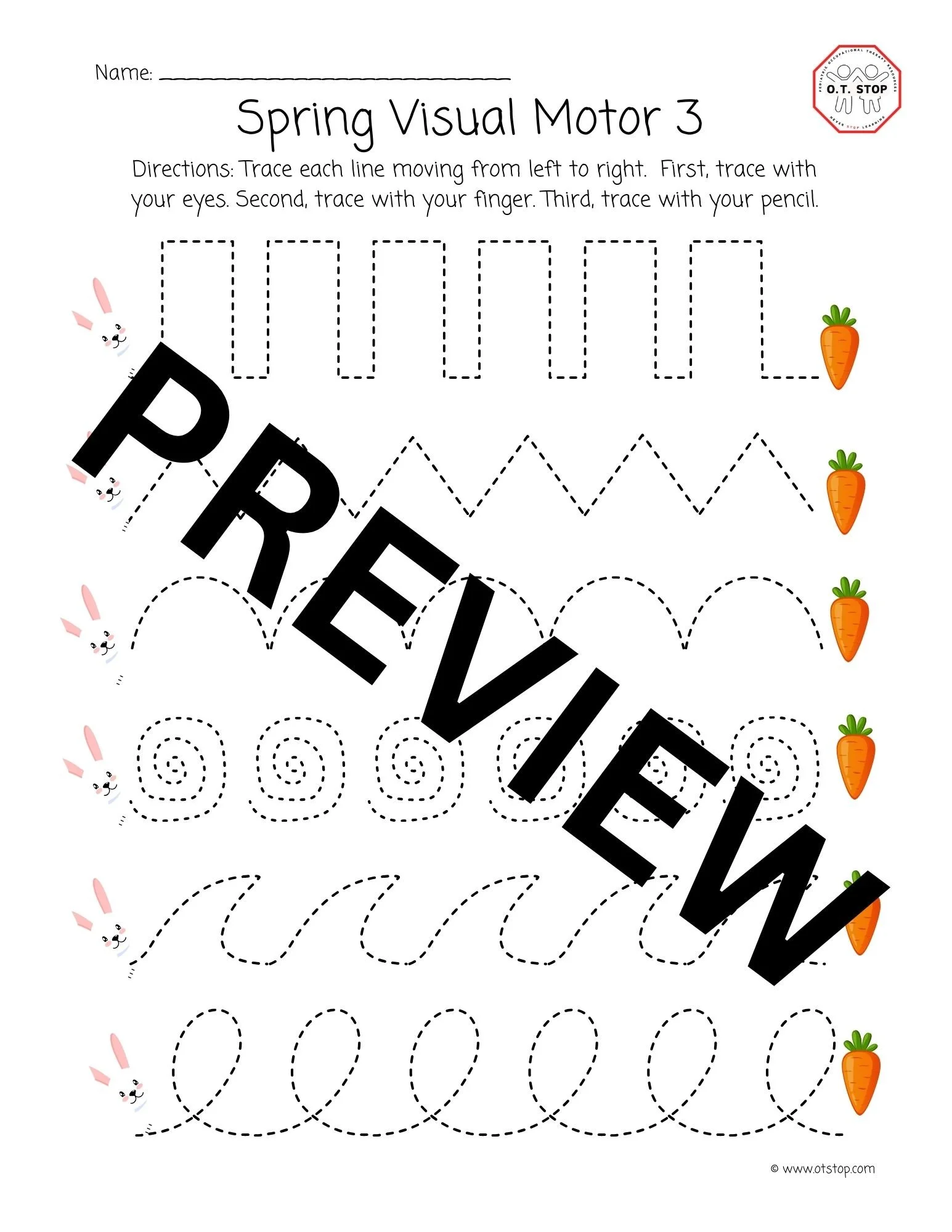 Spring Tracing/Visual Motor — O.T. Stop