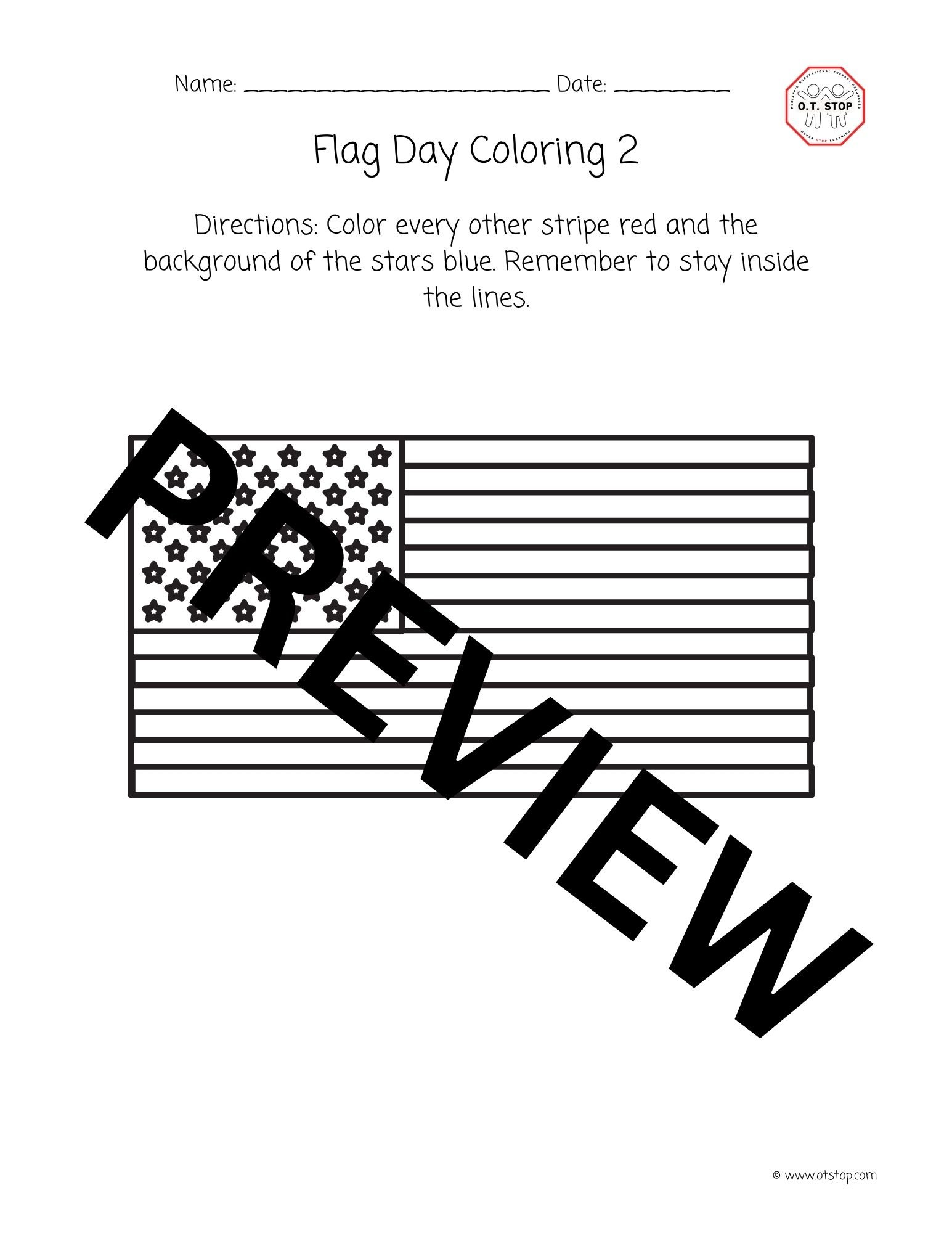 Flag Day Coloring — O.T. Stop