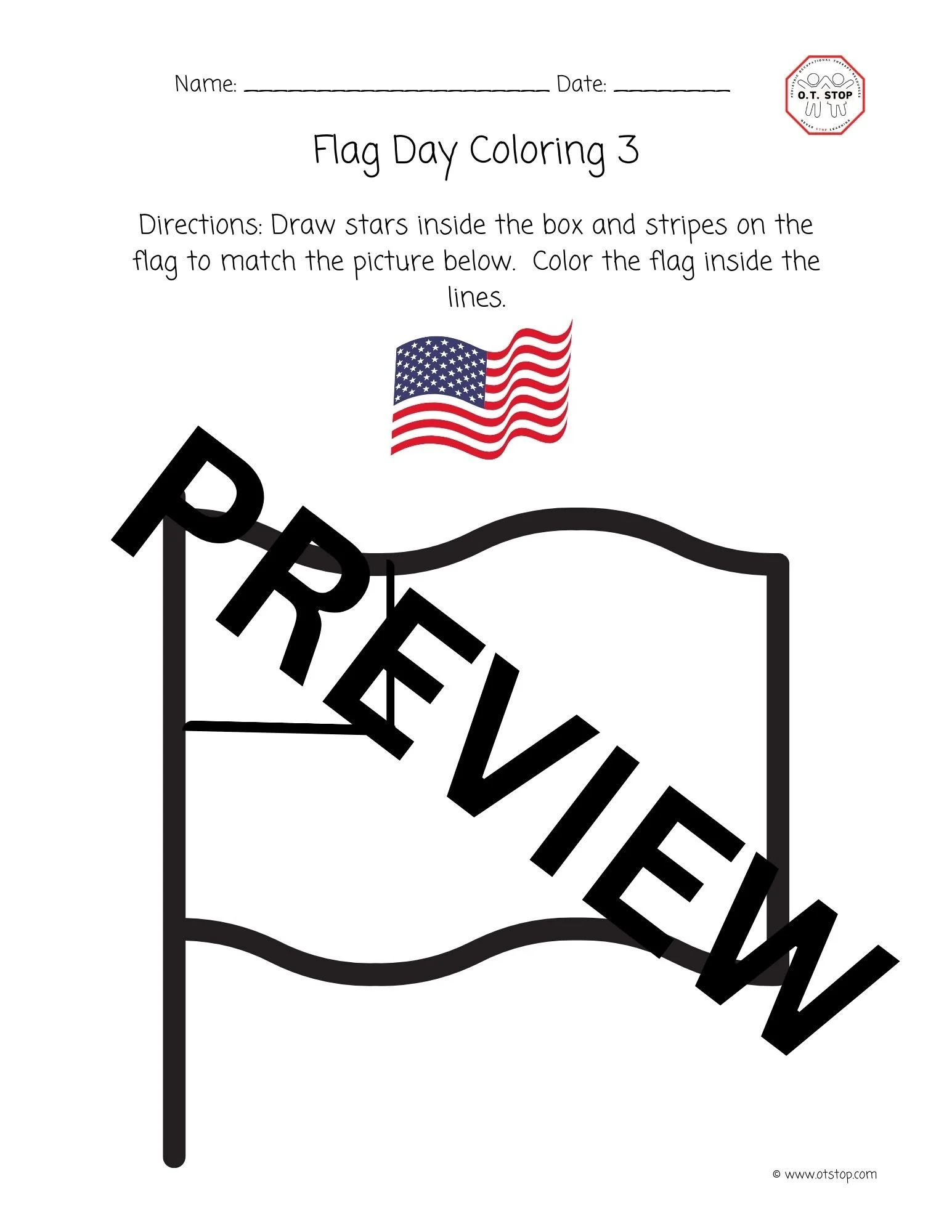 Flag Day Coloring — O.T. Stop