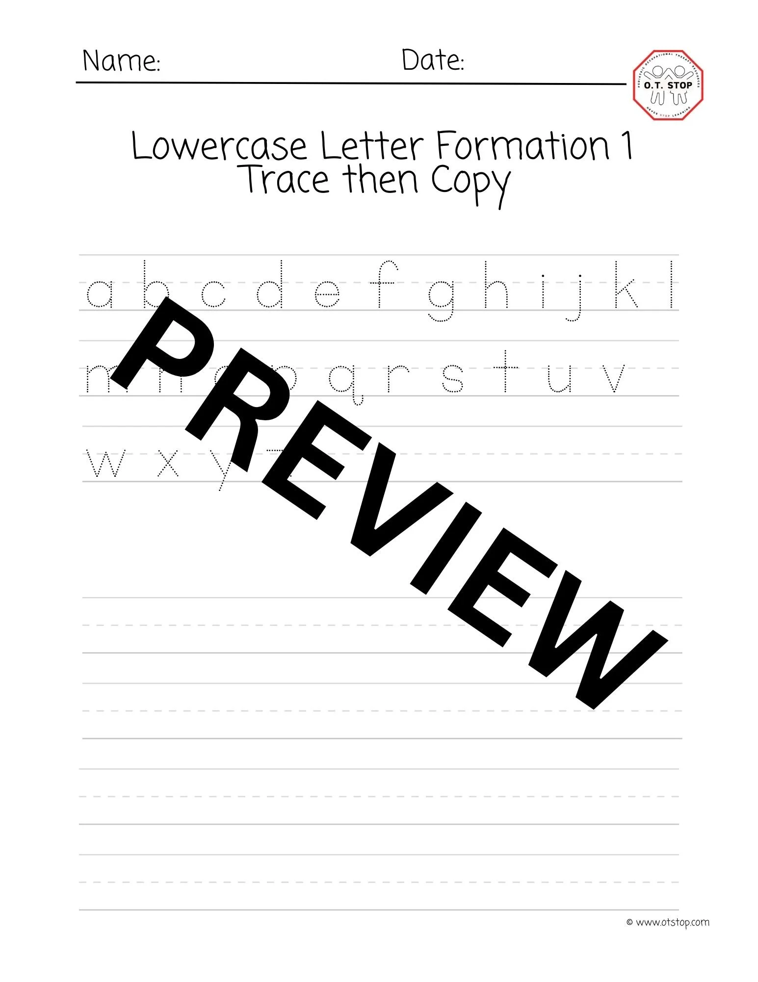 Handwriting Practice: Trace and Copy — O.T. Stop