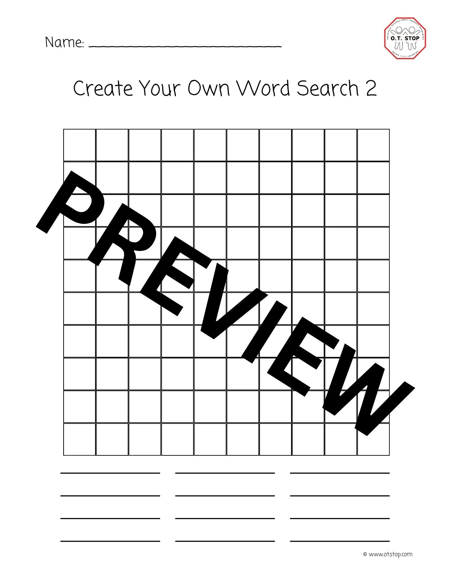 Create your Own Word Search — O.T. Stop