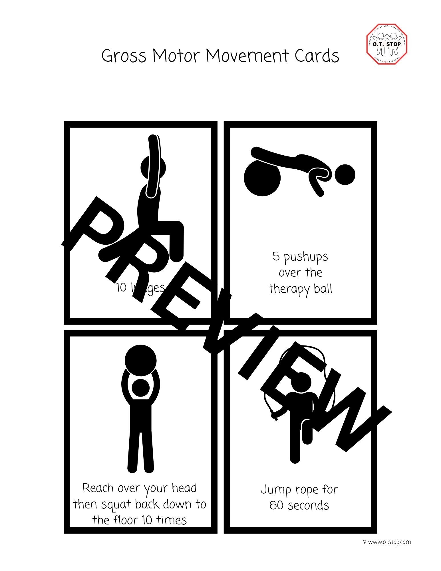 Gross Motor Movement Break and Exercise Cards — O.T. Stop