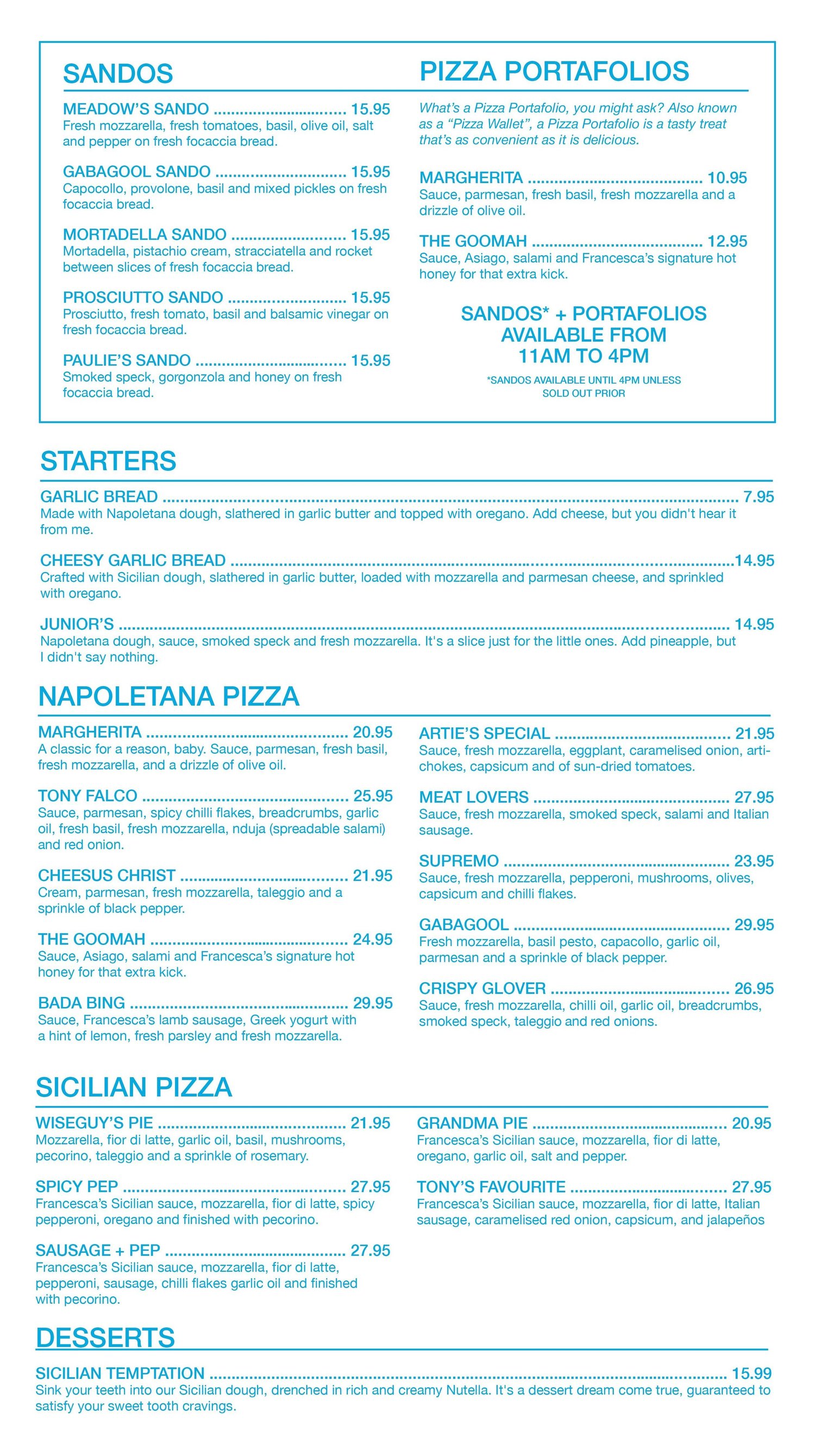 Francesca's Pizza + Sandos I Best Pizza In Adelaide