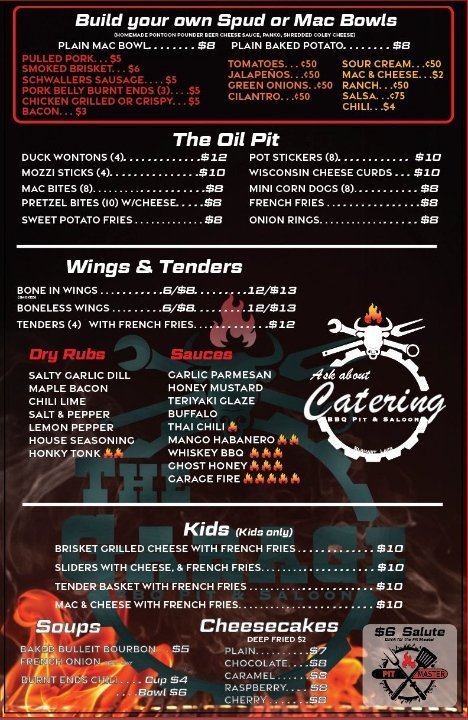 Menu — The Garage BBQ Pit and Saloon