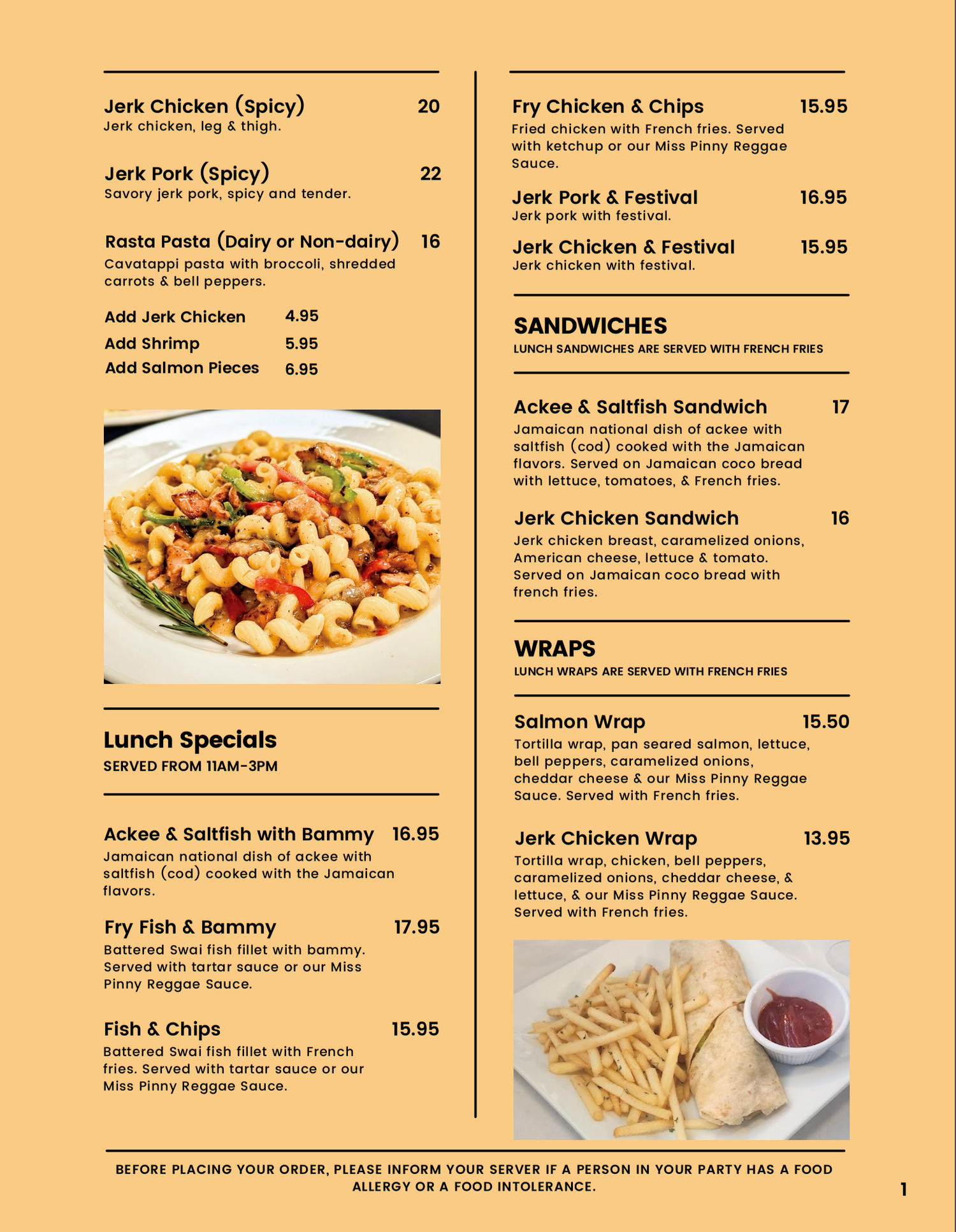 Menu — Long Gut Miss Pinny