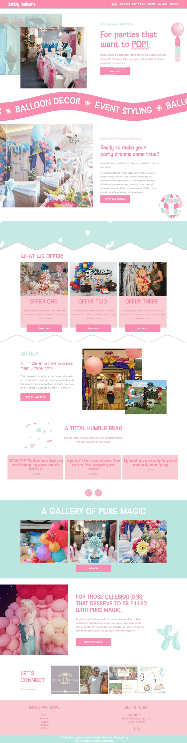 Squarespace Website Templates for Party Businesses | Launch..then party!
