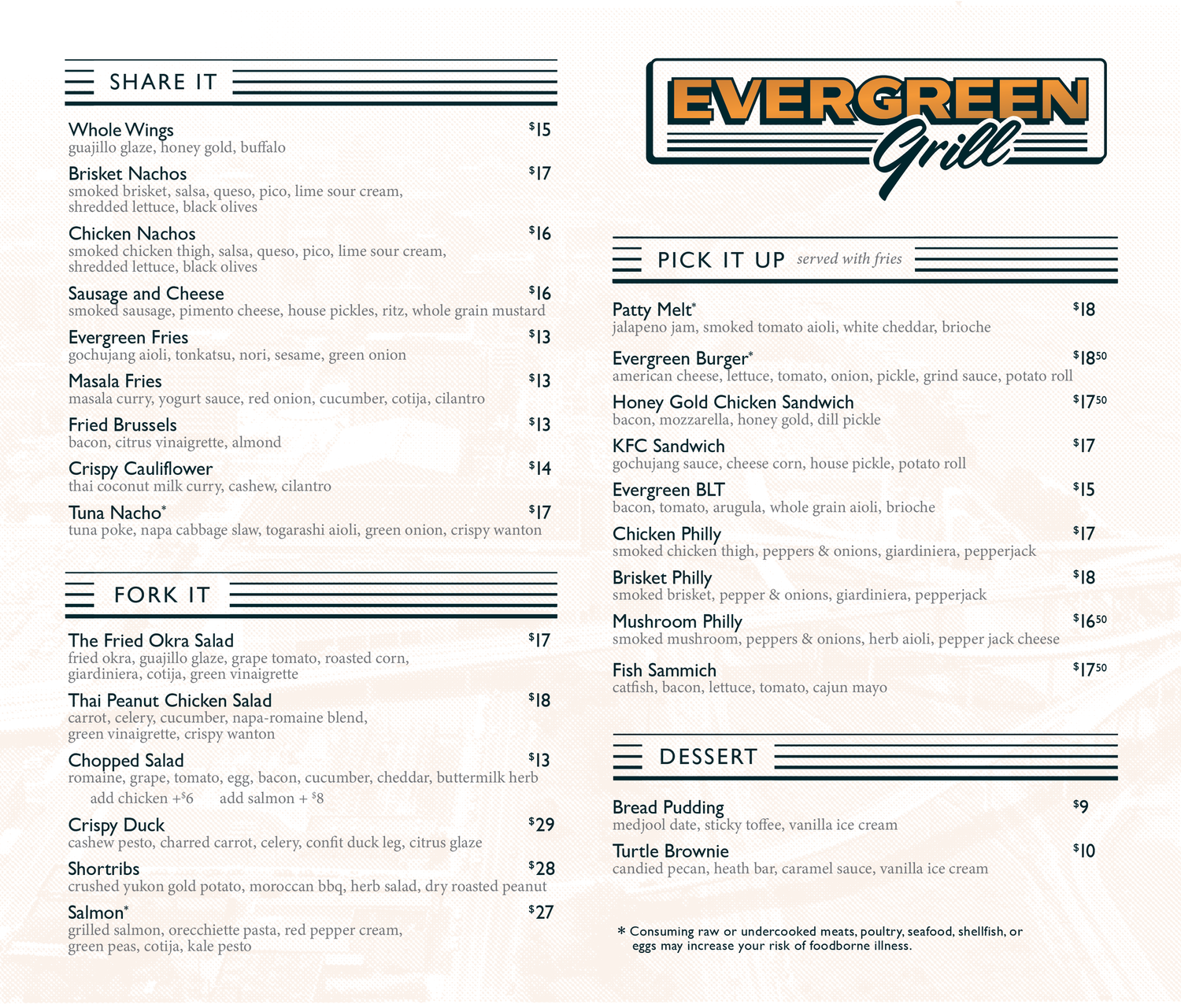 Menu 1 — Evergreen Grill