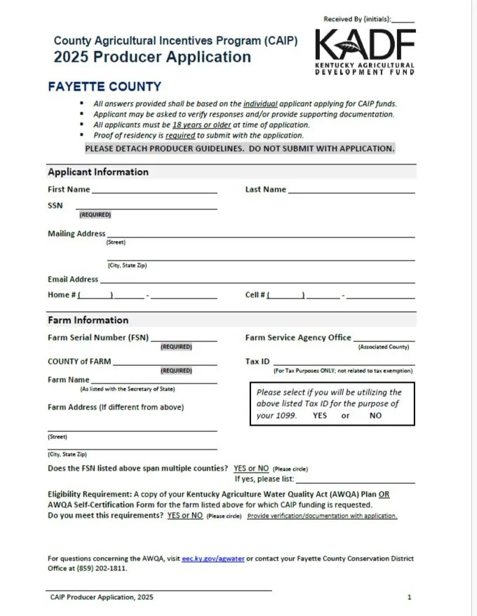 County Agricultural Investment Program (CAIP) — KY FCCD