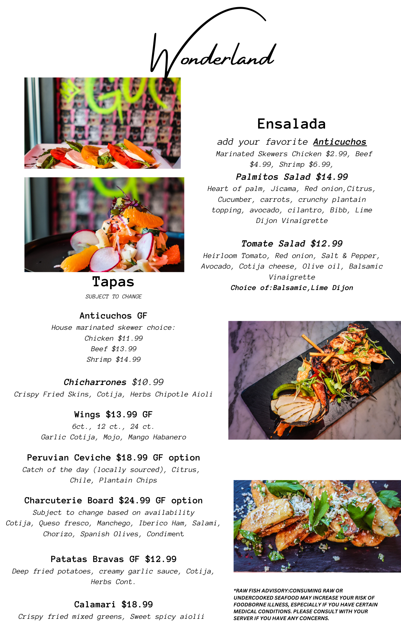 Menu — wearewonderland.com