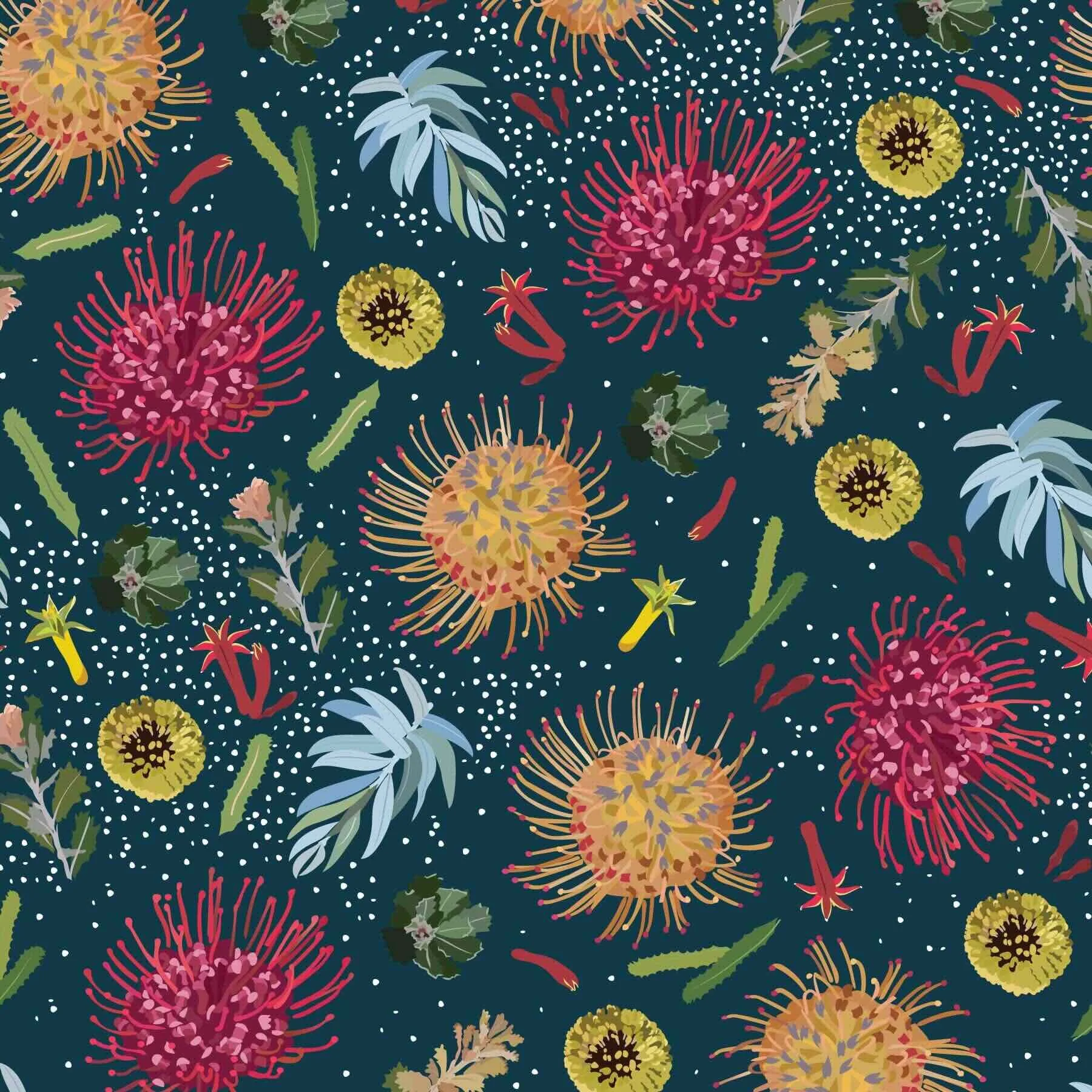 Wildflowers — Eucalypt Roses — Surface Pattern Design