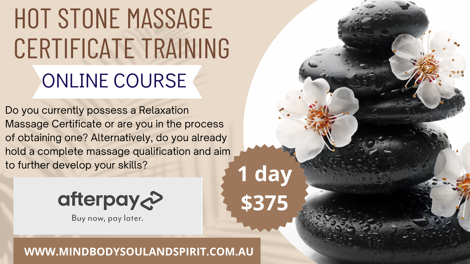 1 day Hot Stone Certificate Training ONLINE — Mind Body Soul and Spirit