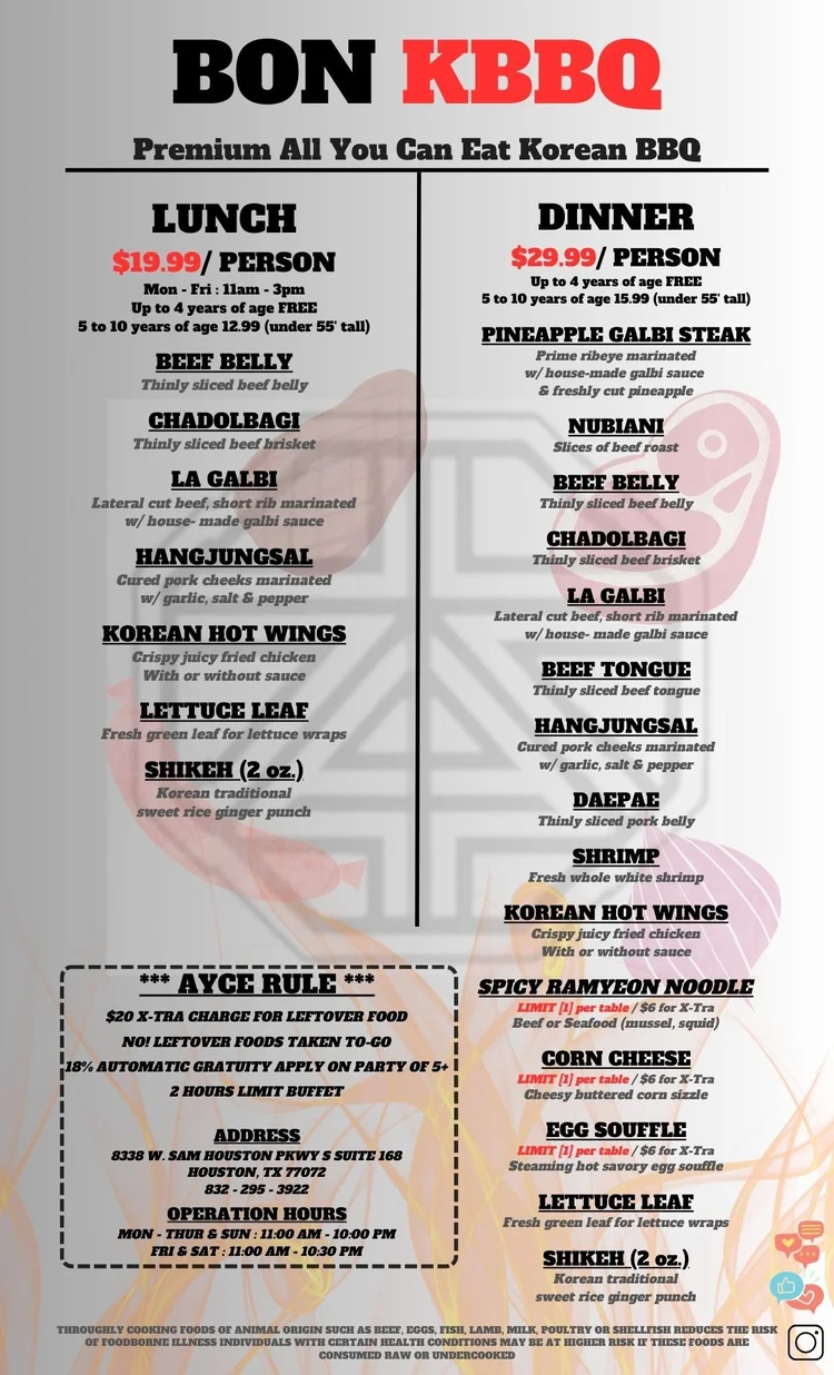 Menu — Bon KBBQ