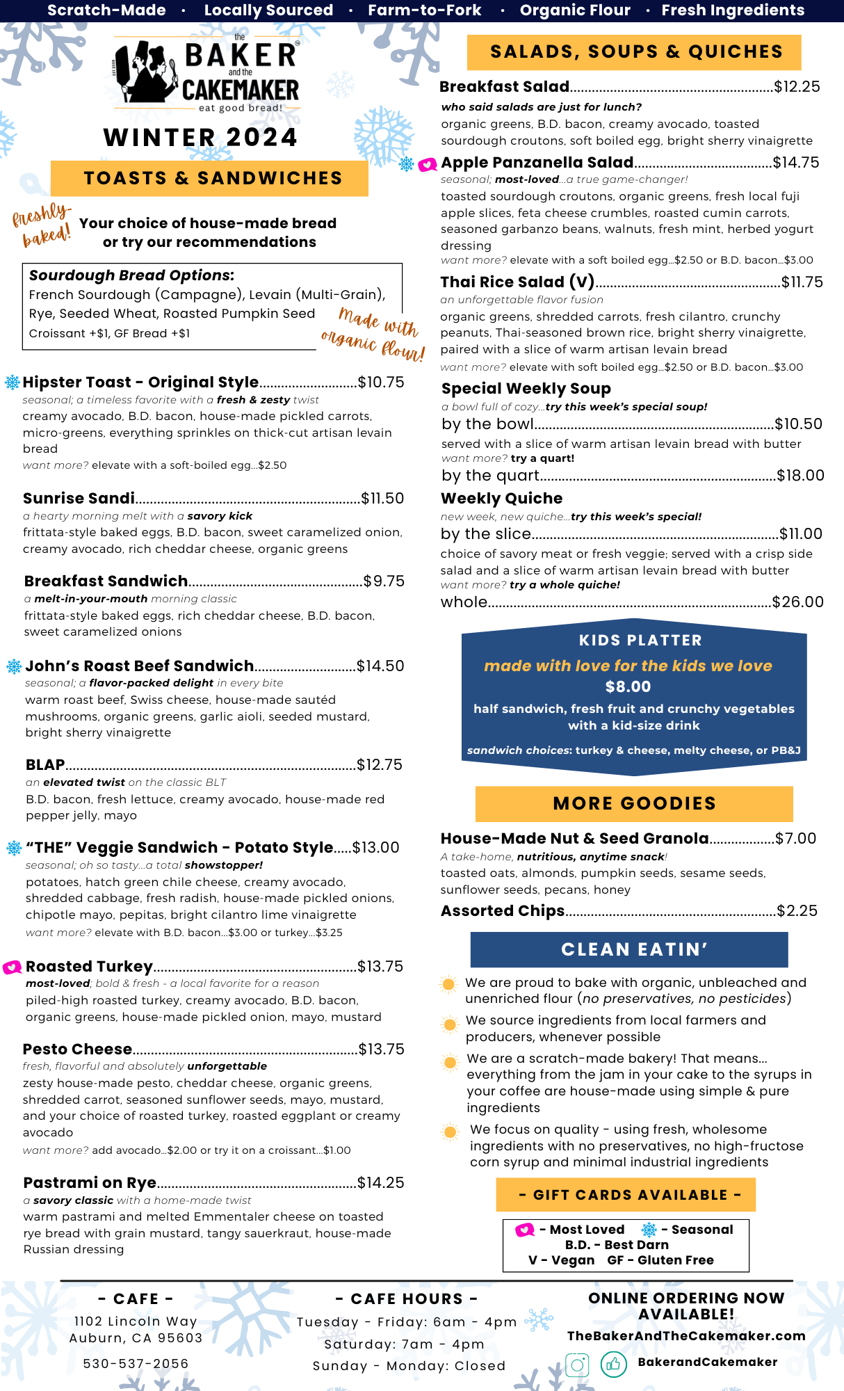 Café & Bakery Menu — The Baker and the Cakemaker