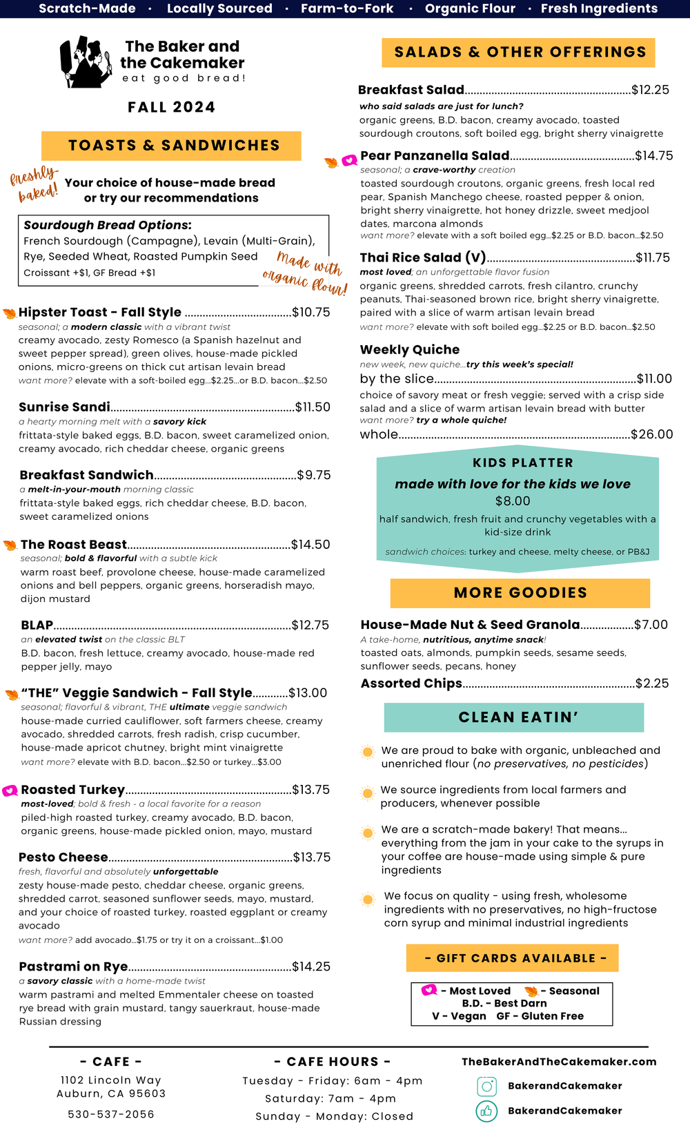 Café & Bakery Menu — The Baker and the Cakemaker
