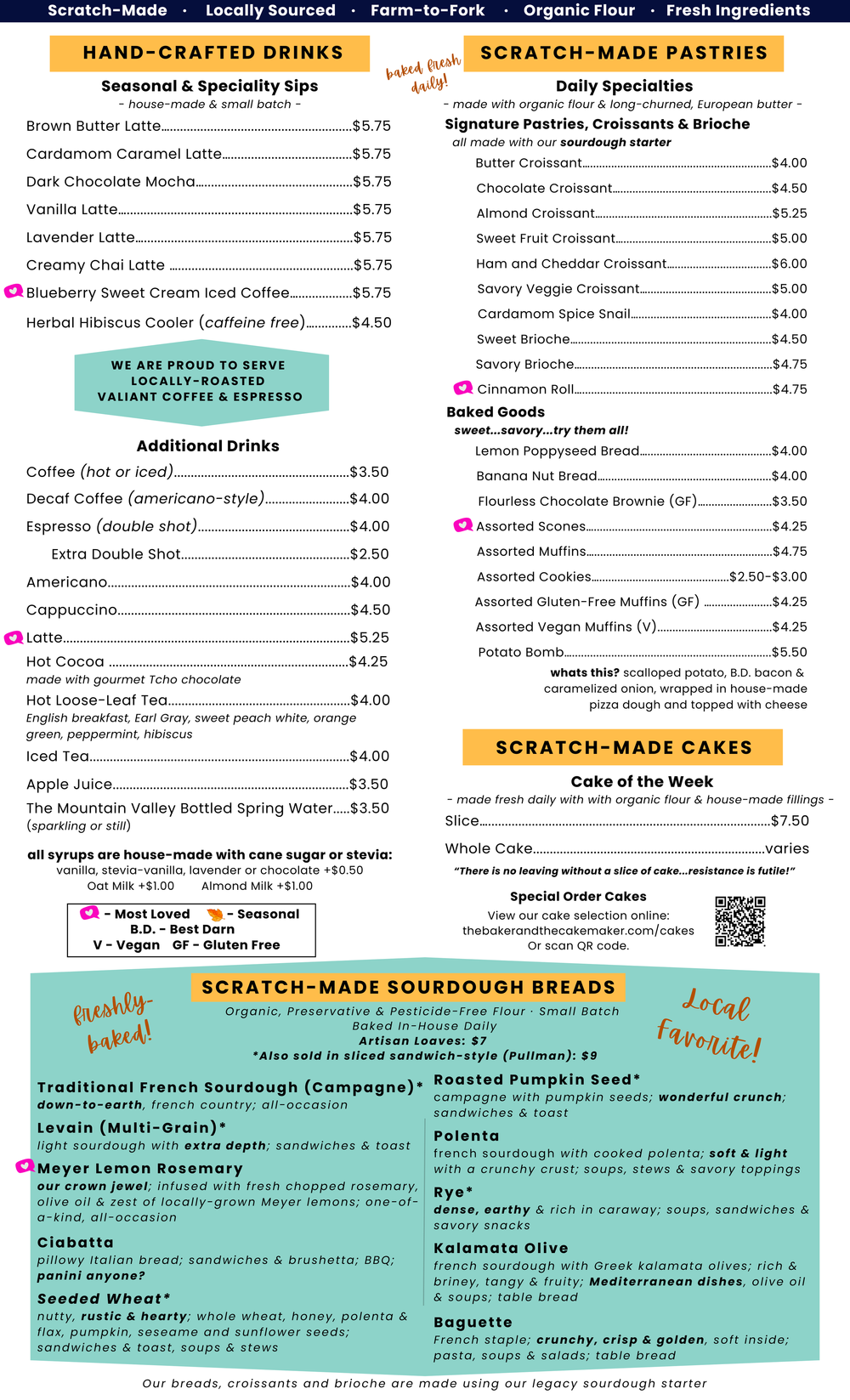 Café & Bakery Menu — The Baker and the Cakemaker