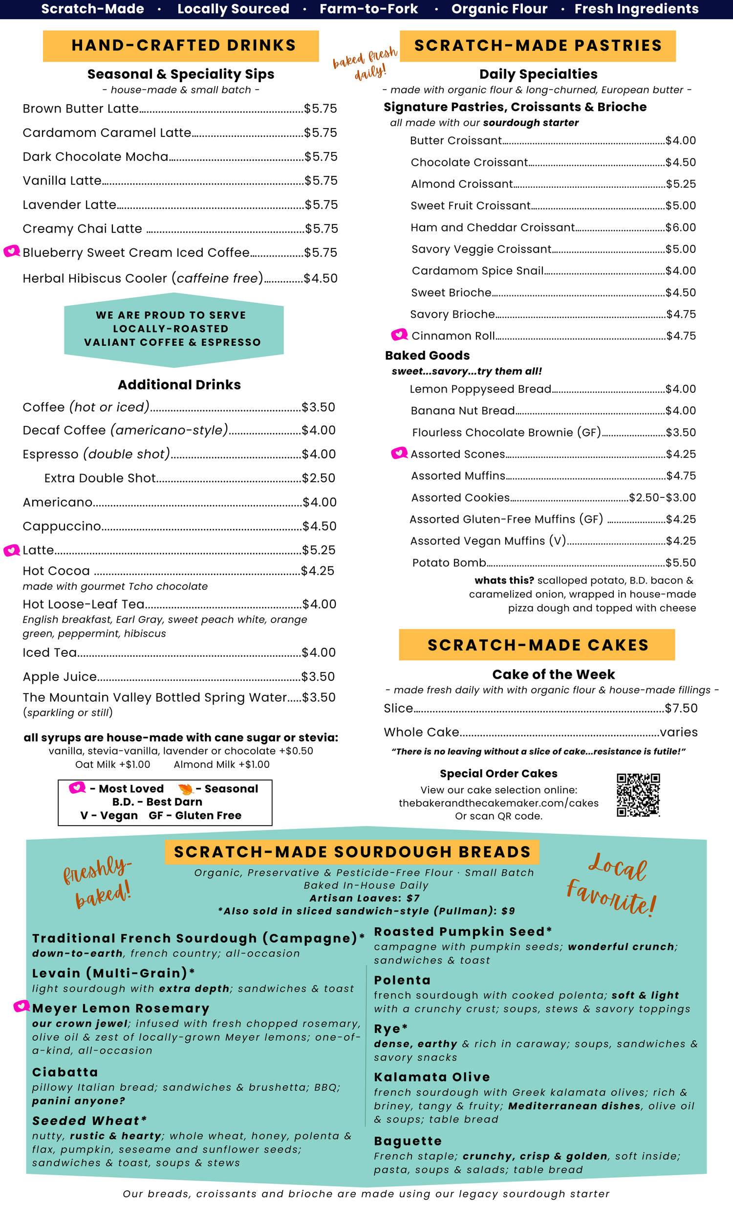 Café & Bakery Menu — The Baker and the Cakemaker