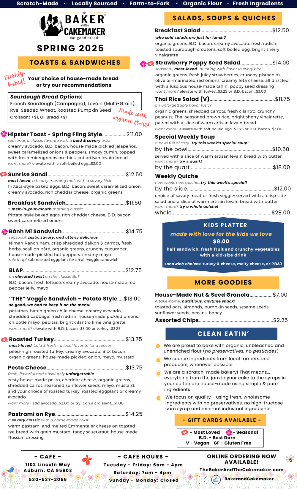 Café & Bakery Menu — The Baker and the Cakemaker