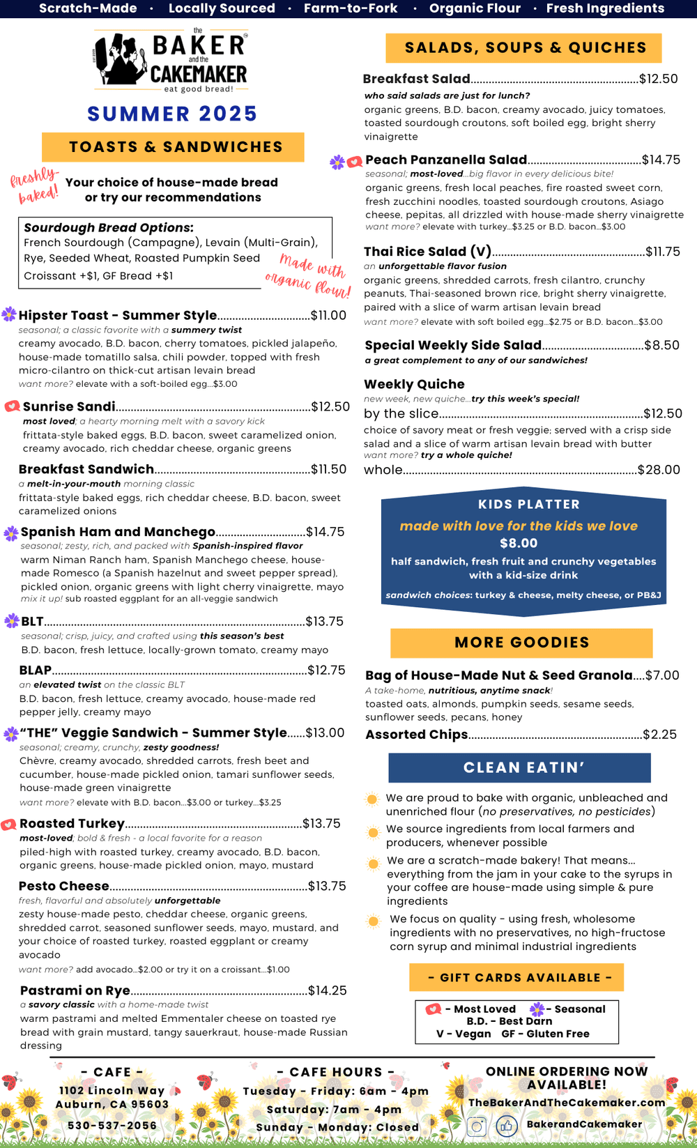 Café & Bakery Menu — The Baker and the Cakemaker