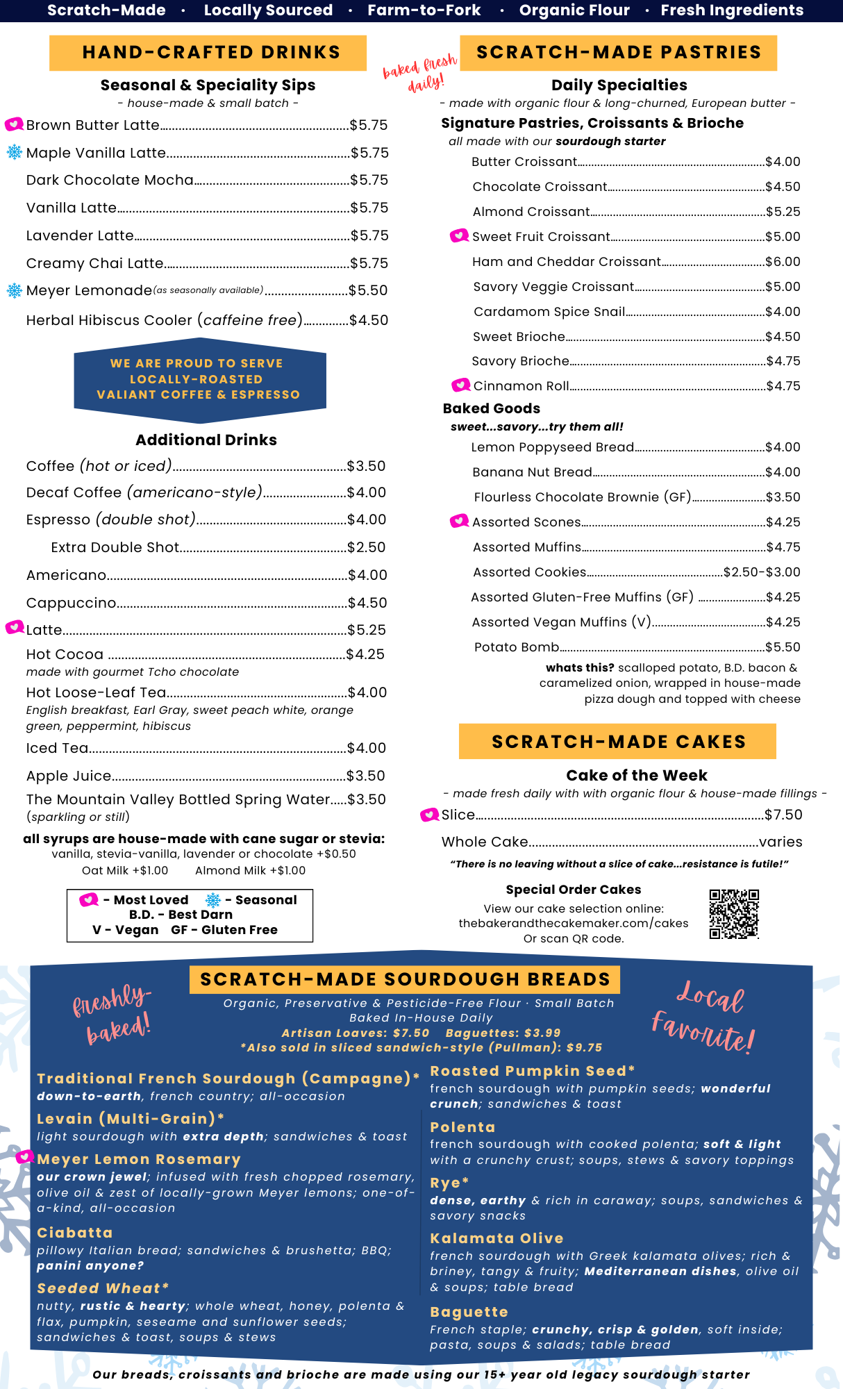 Café & Bakery Menu — The Baker and the Cakemaker