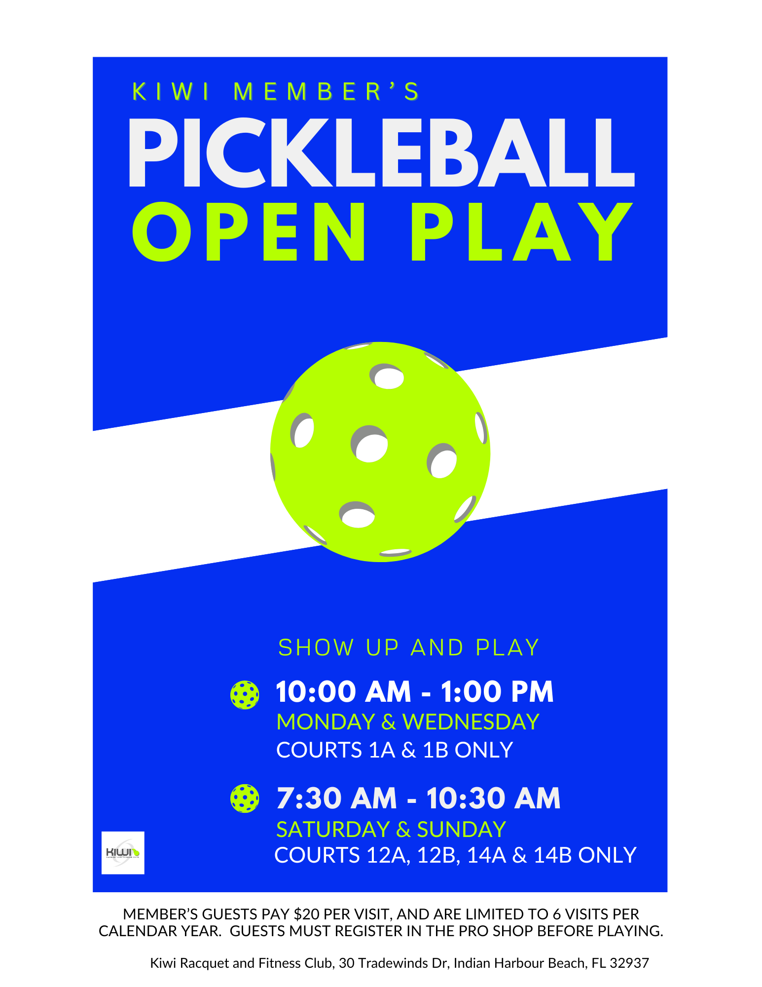 Pickleball Membership — Kiwi Racquet and Fitness Club