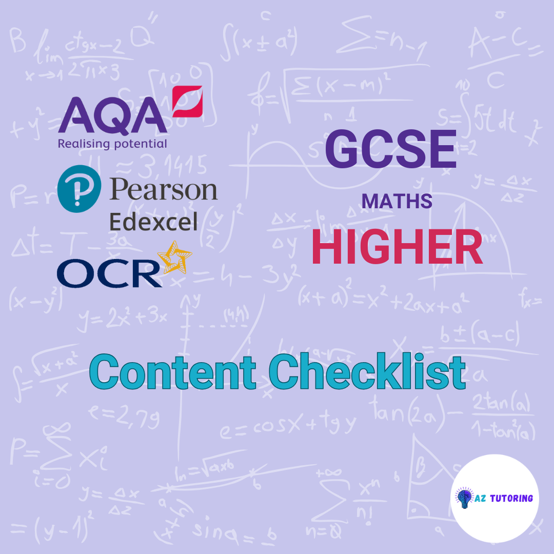 Higher GCSE Maths: Content Checklist — AZ Tutoring