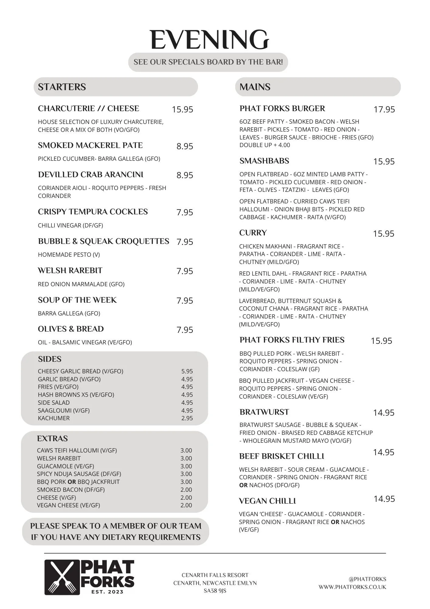 Menu — Phat Forks