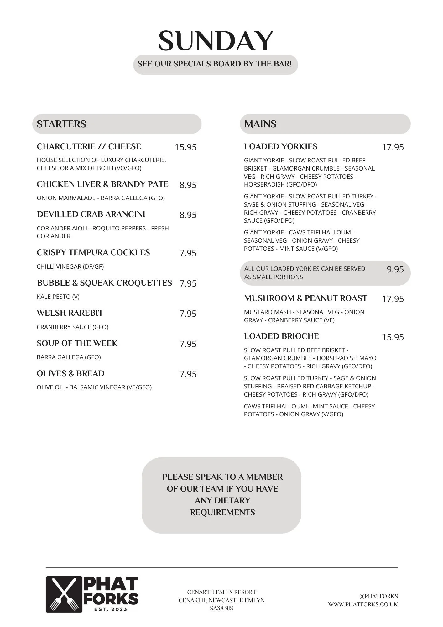 Menu — Phat Forks