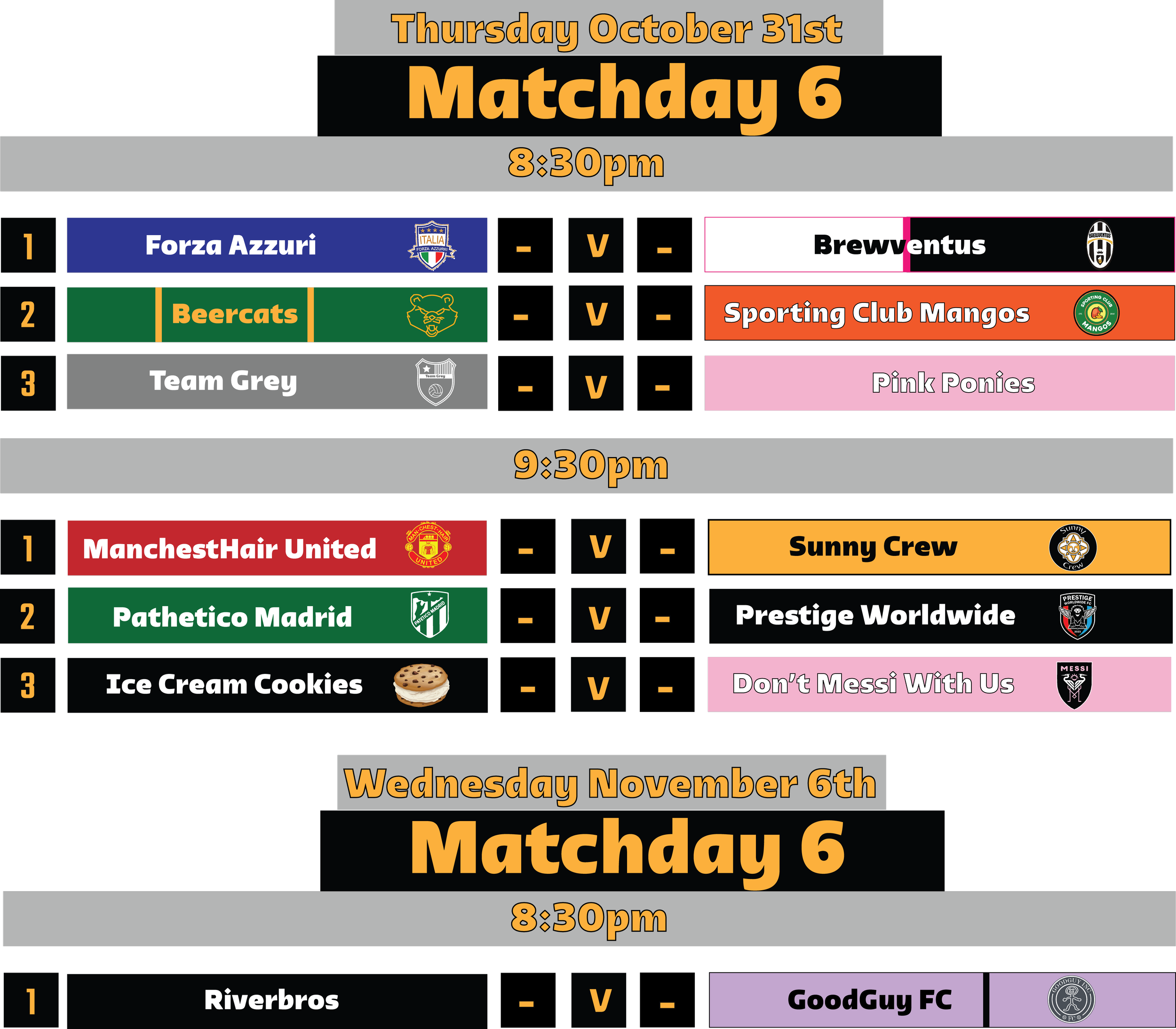 Schedule — MJ Adult Coed Soccer League