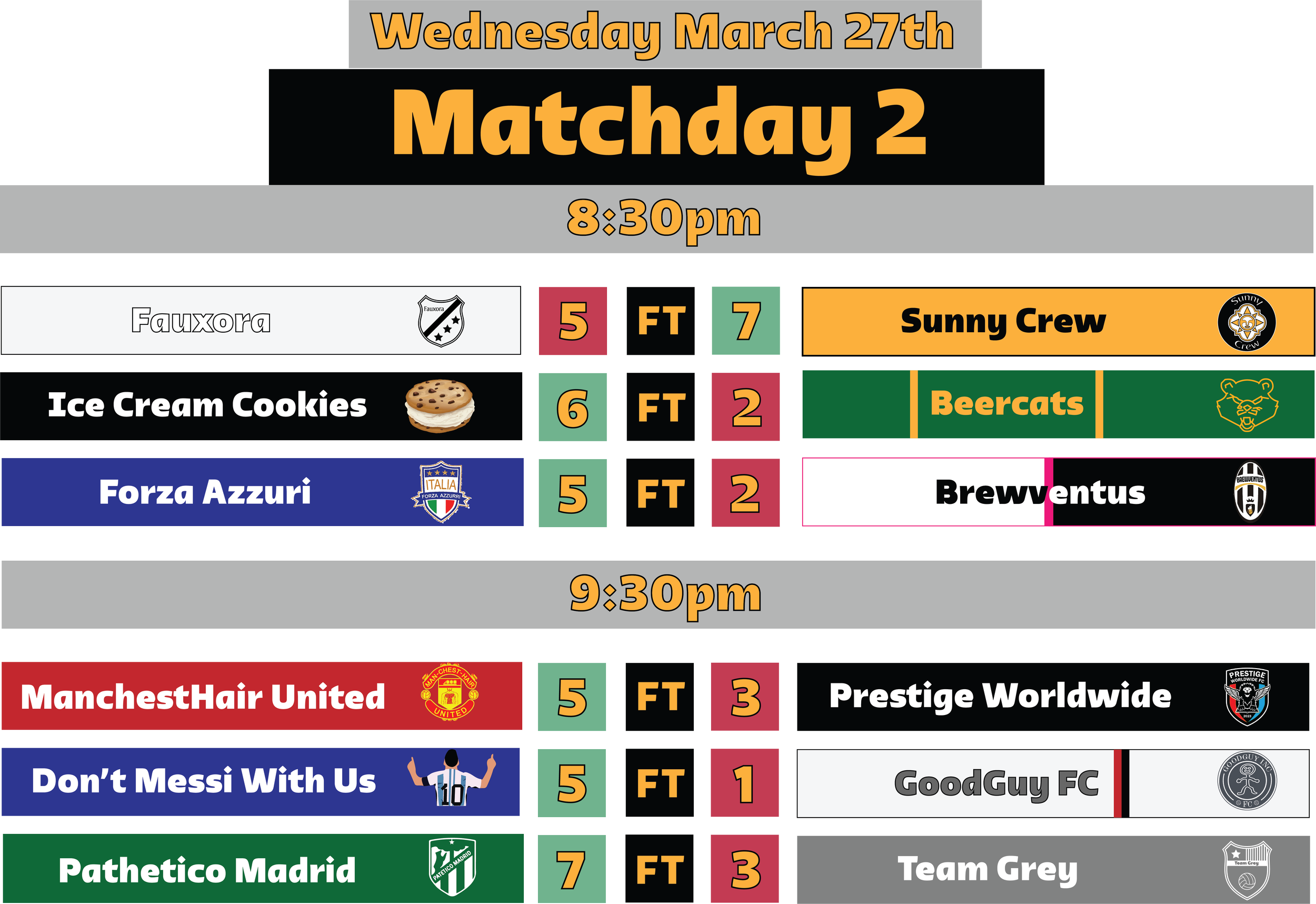 Schedule — MJ Adult Coed Soccer League