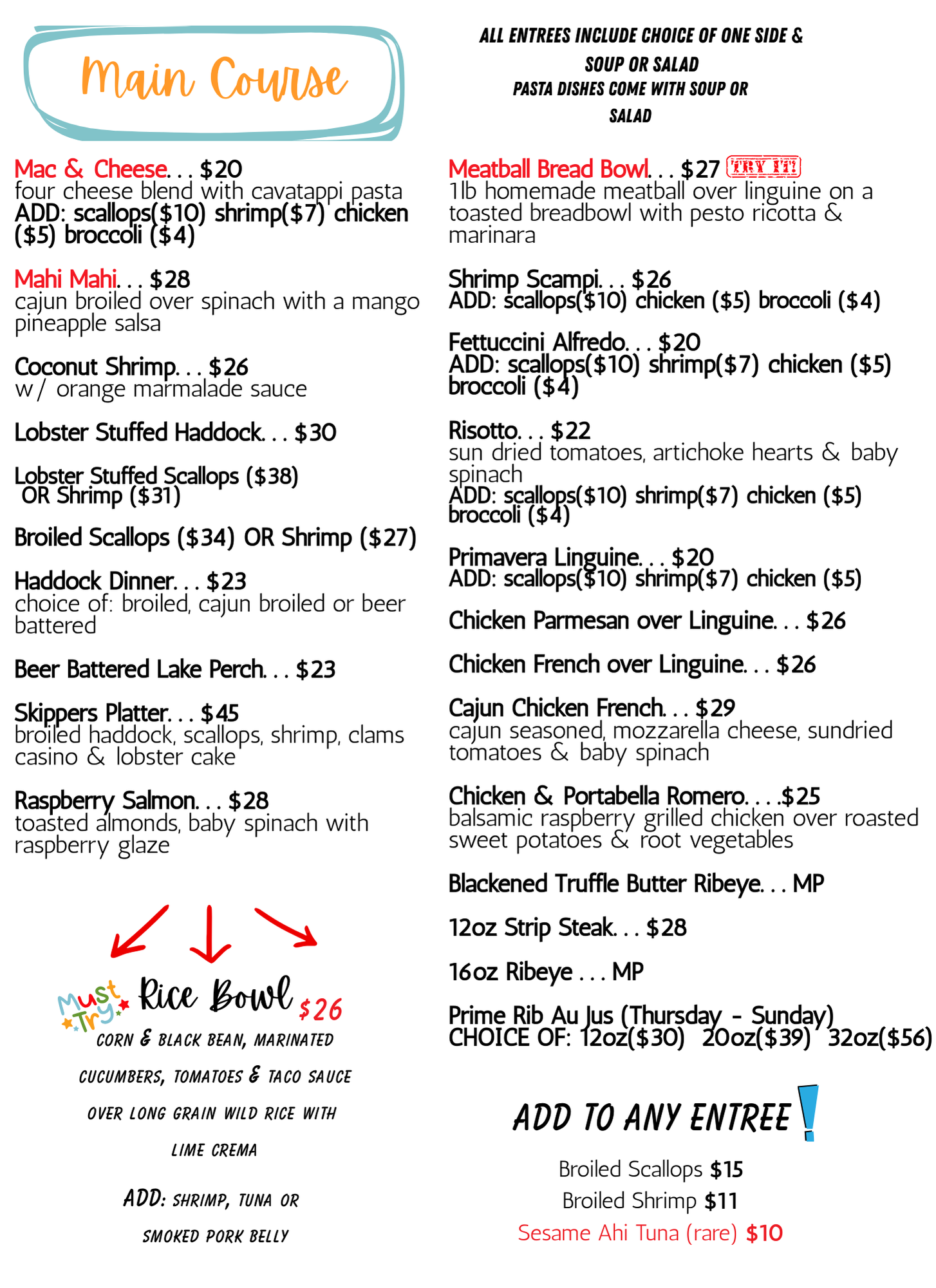 Menu — Skippers Landing