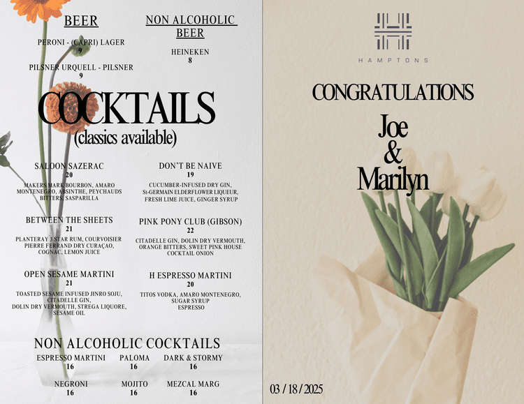 Menus — Hamptons Restaurant