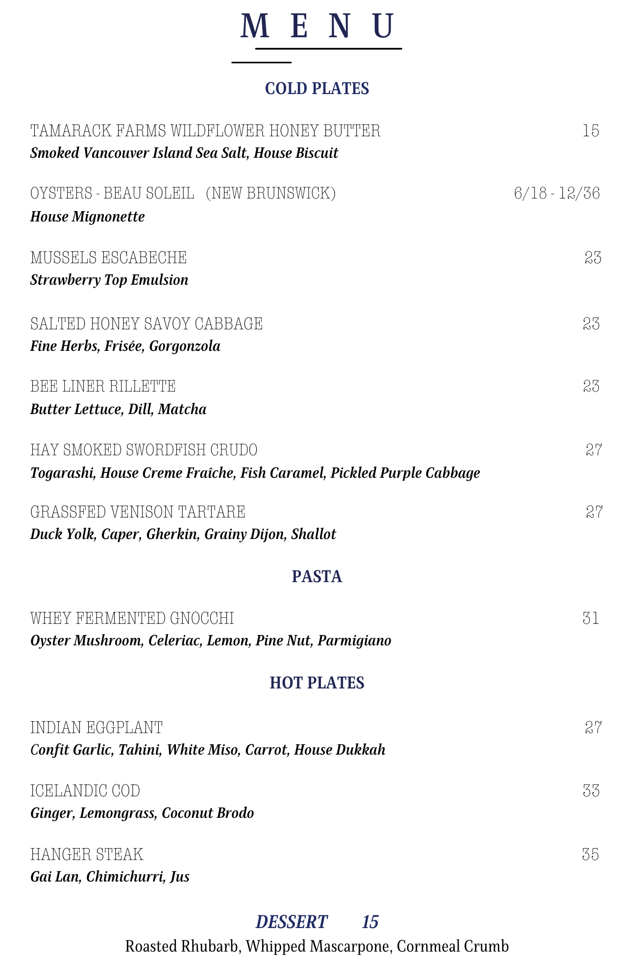 Menus — Hamptons restaurant