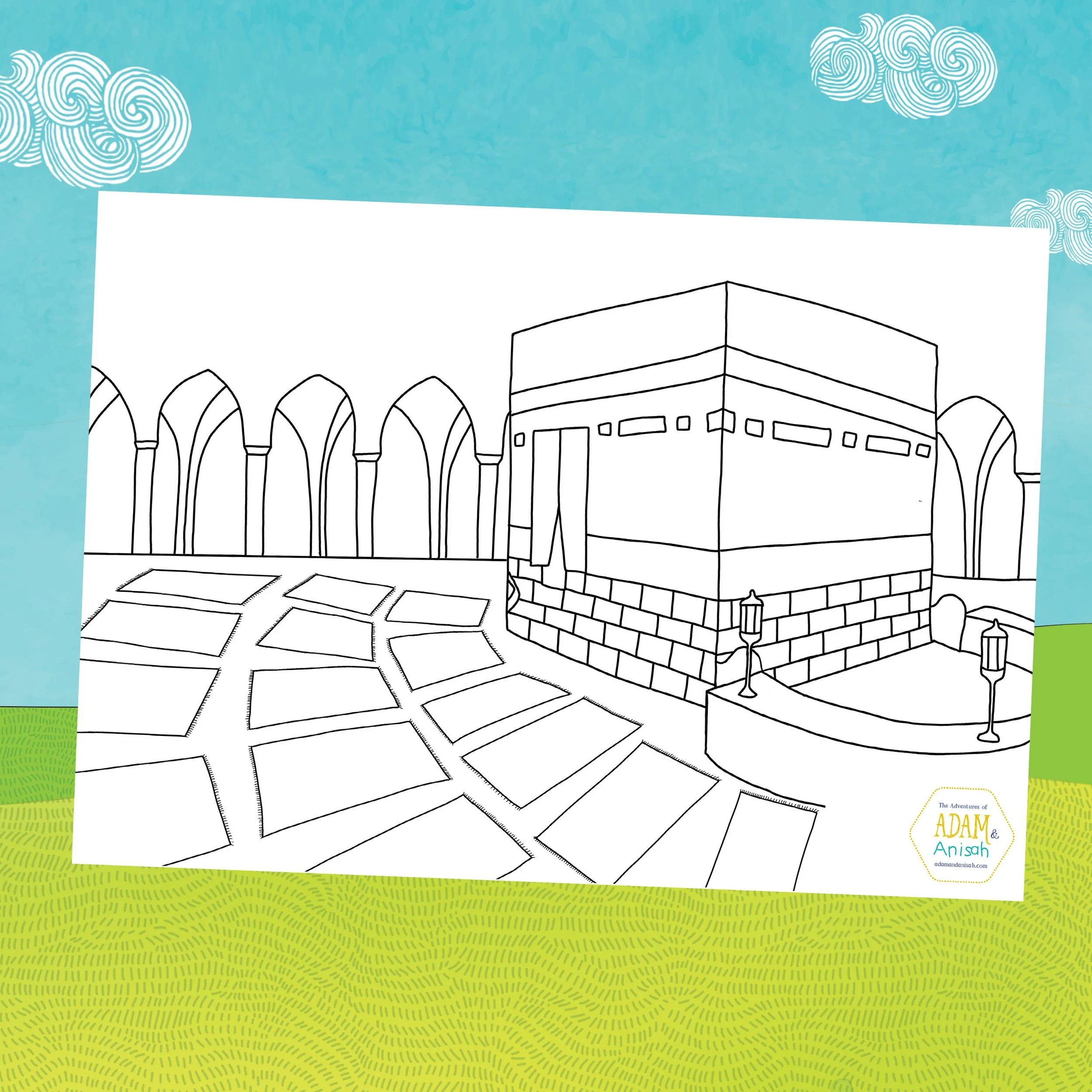 Colouring Sheet: Ka'bah — The Adventures of Adam and Anisah