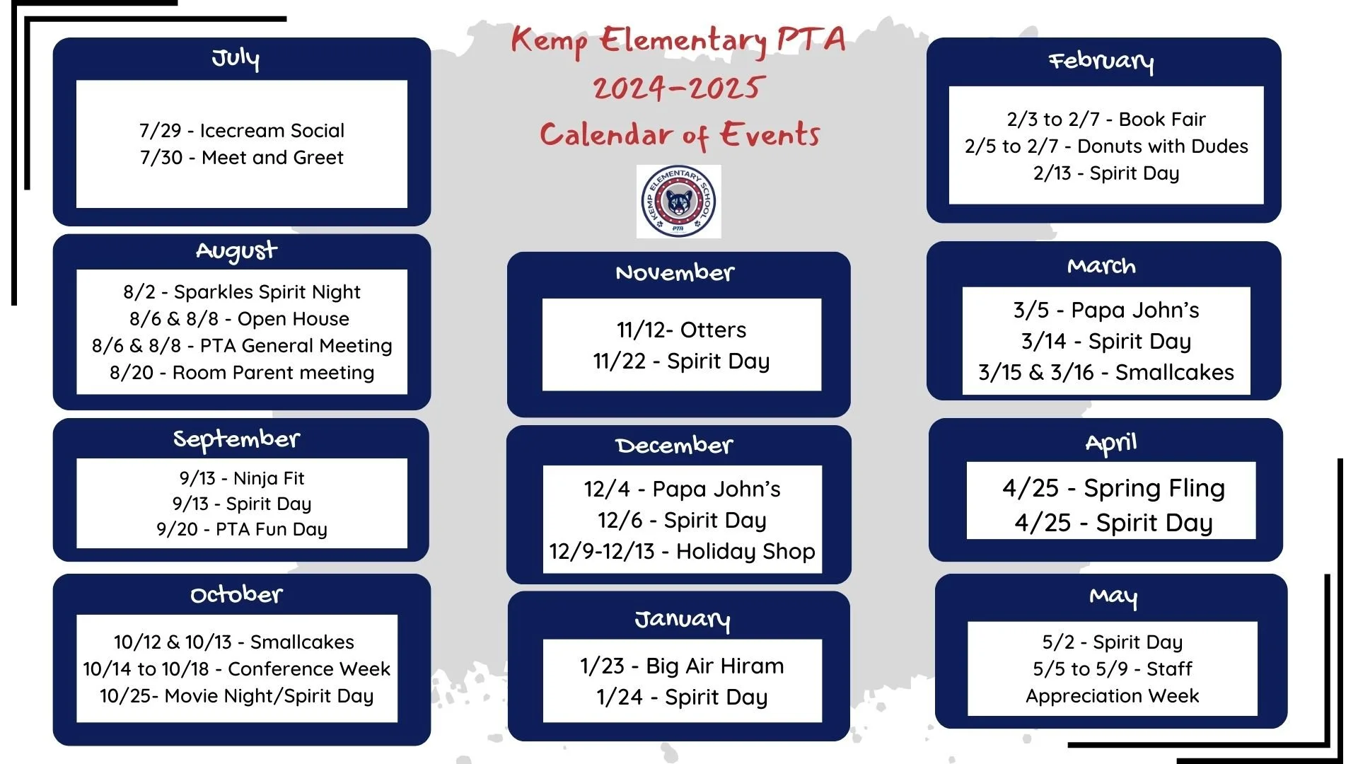 PTA Calendar — Kemp Elementary PTA