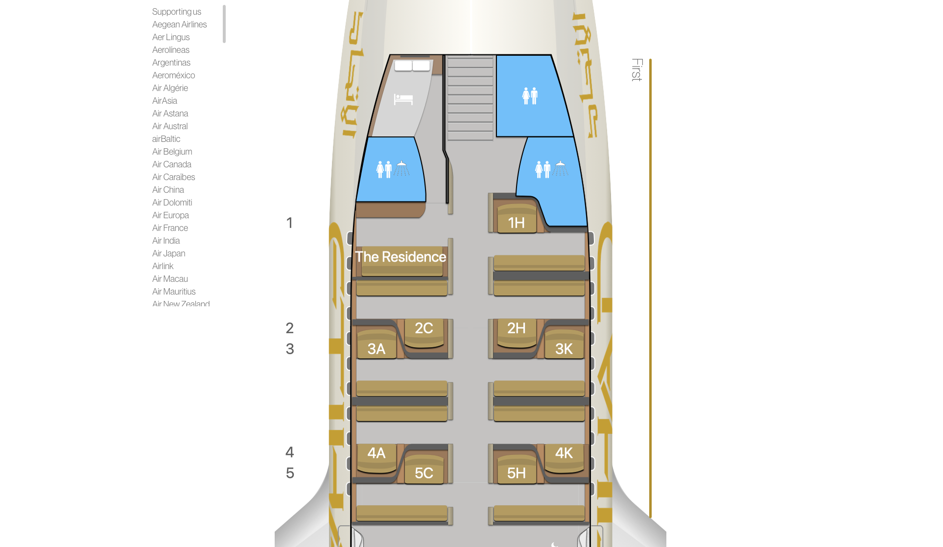 Etihad Airways A380 Seat Map