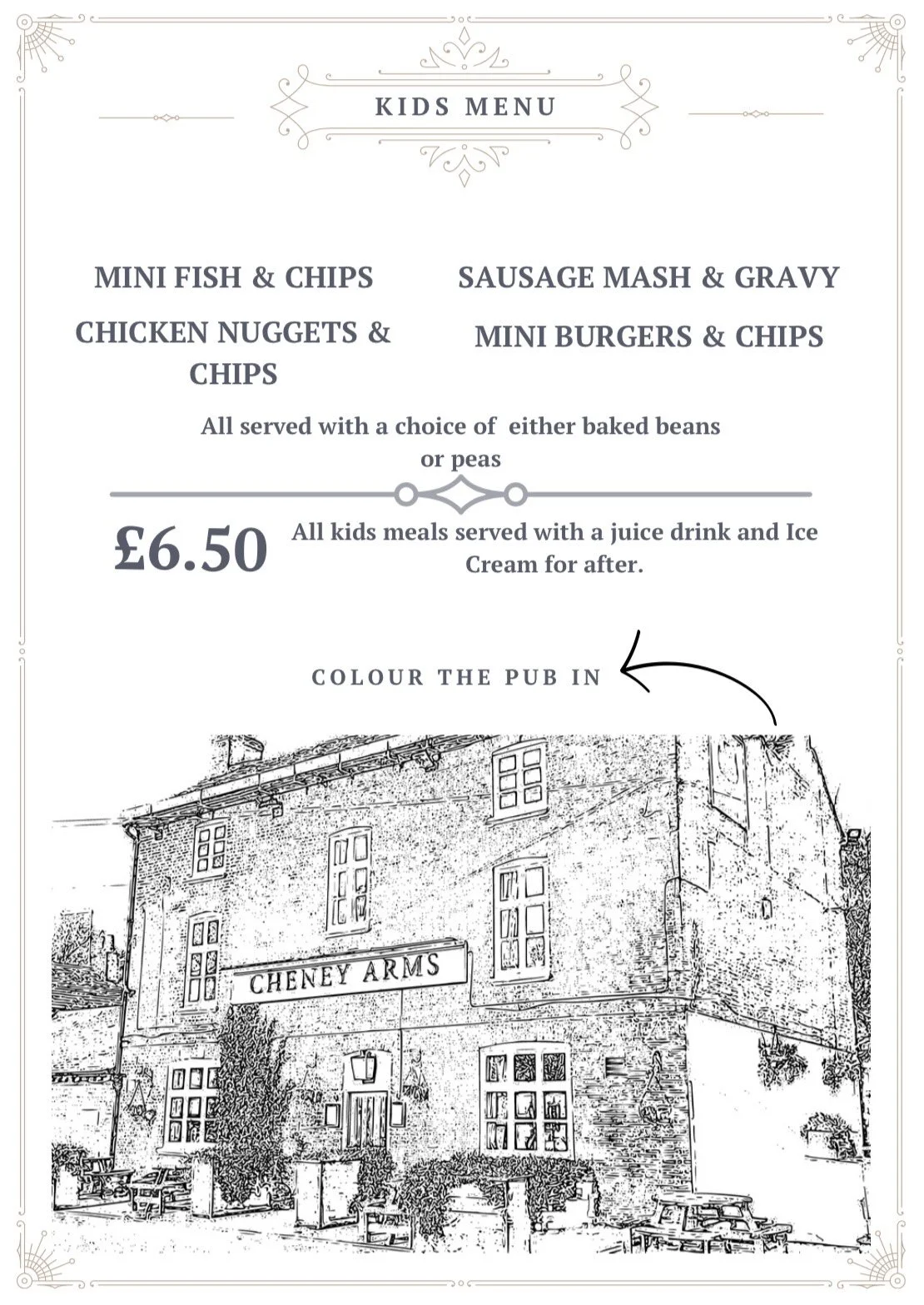 Menus — The Cheney Arms- Gaddesby