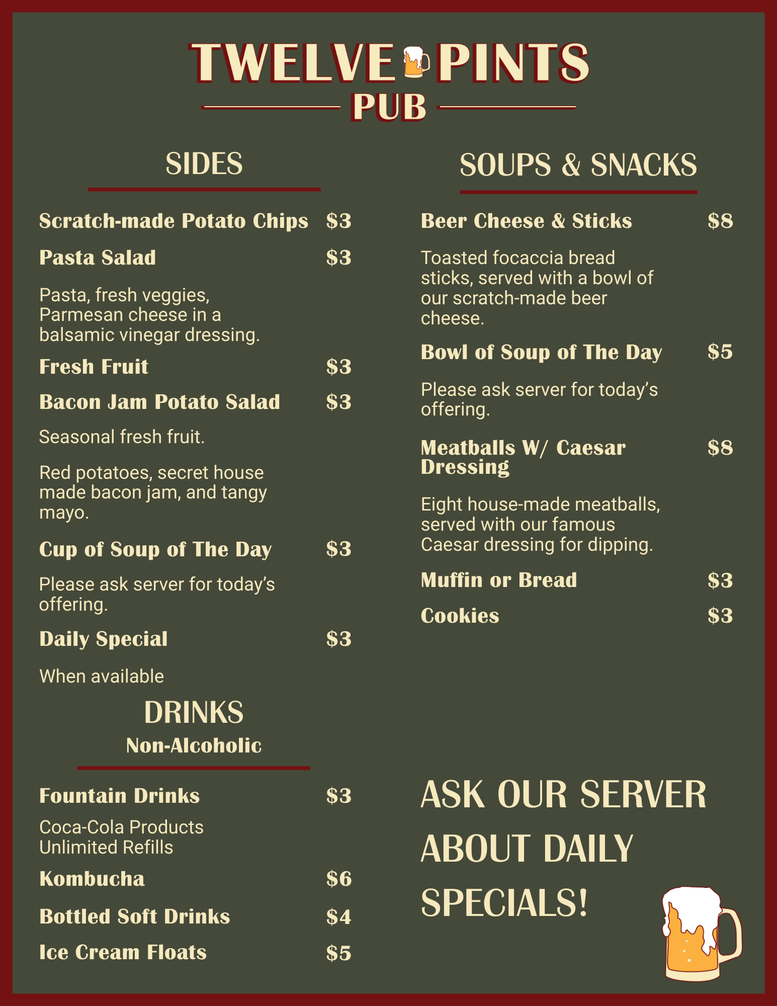 12 Pints Pub Menu — 12 Points Public Market