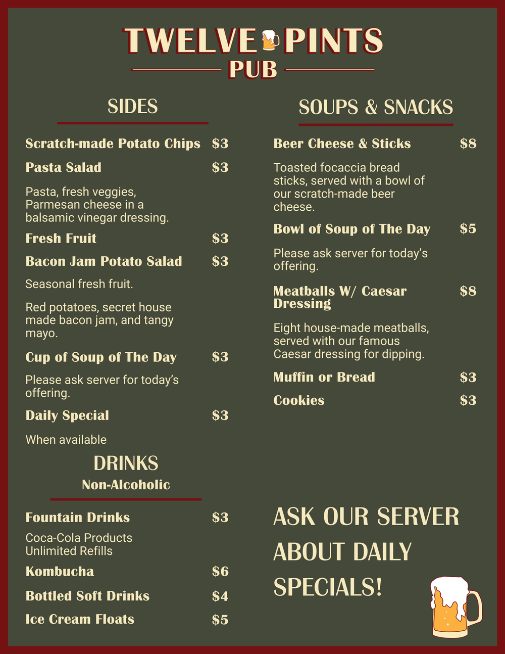 12 Pints Pub Menu — 12 Points Public Market