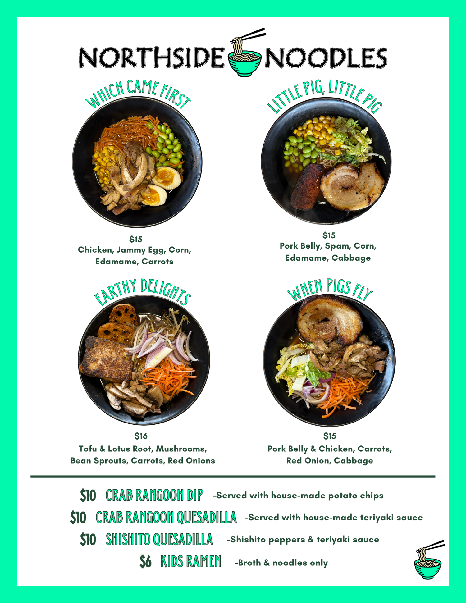 Northside Noodles Menu — 12 Points Public Market