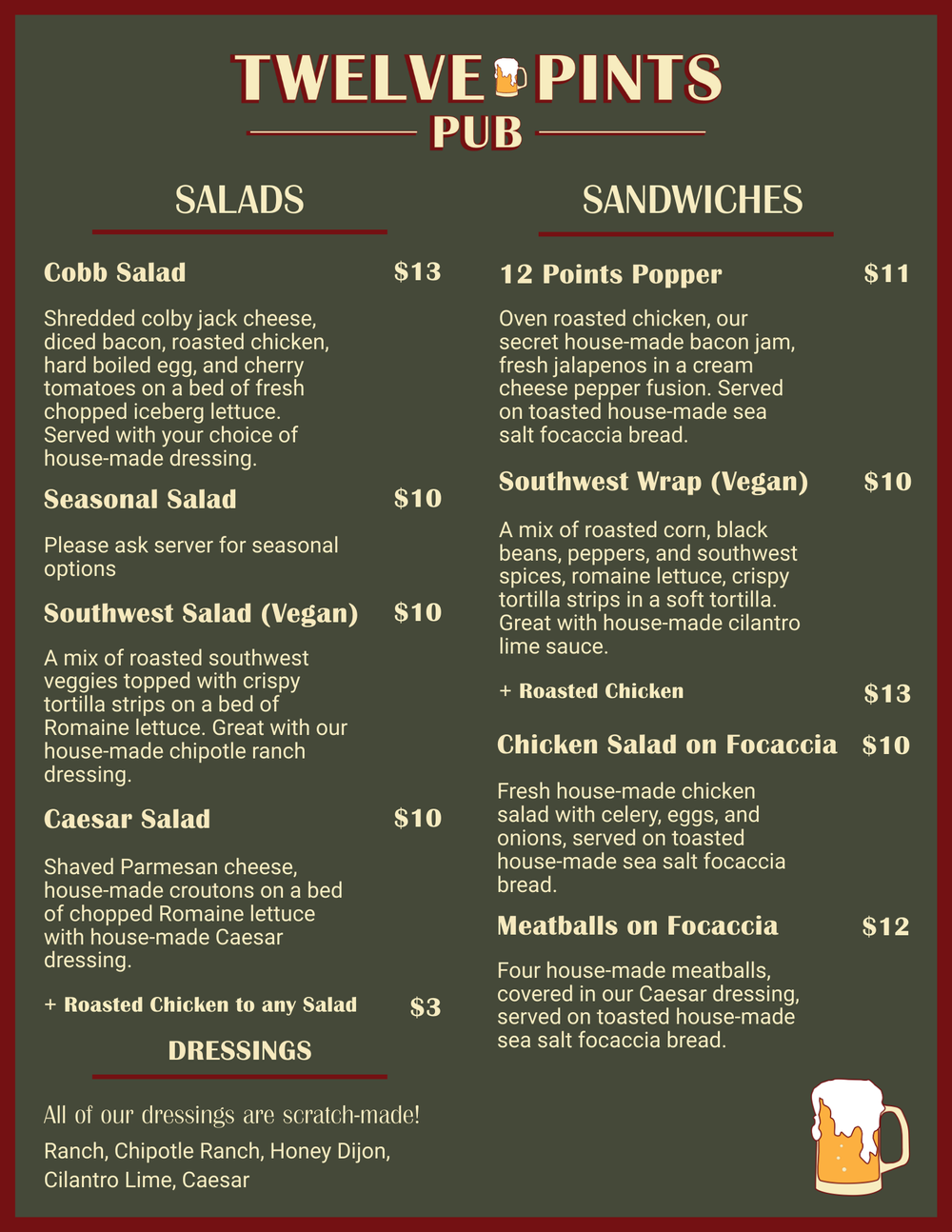 12 Pints Pub Menu — 12 Points Public Market