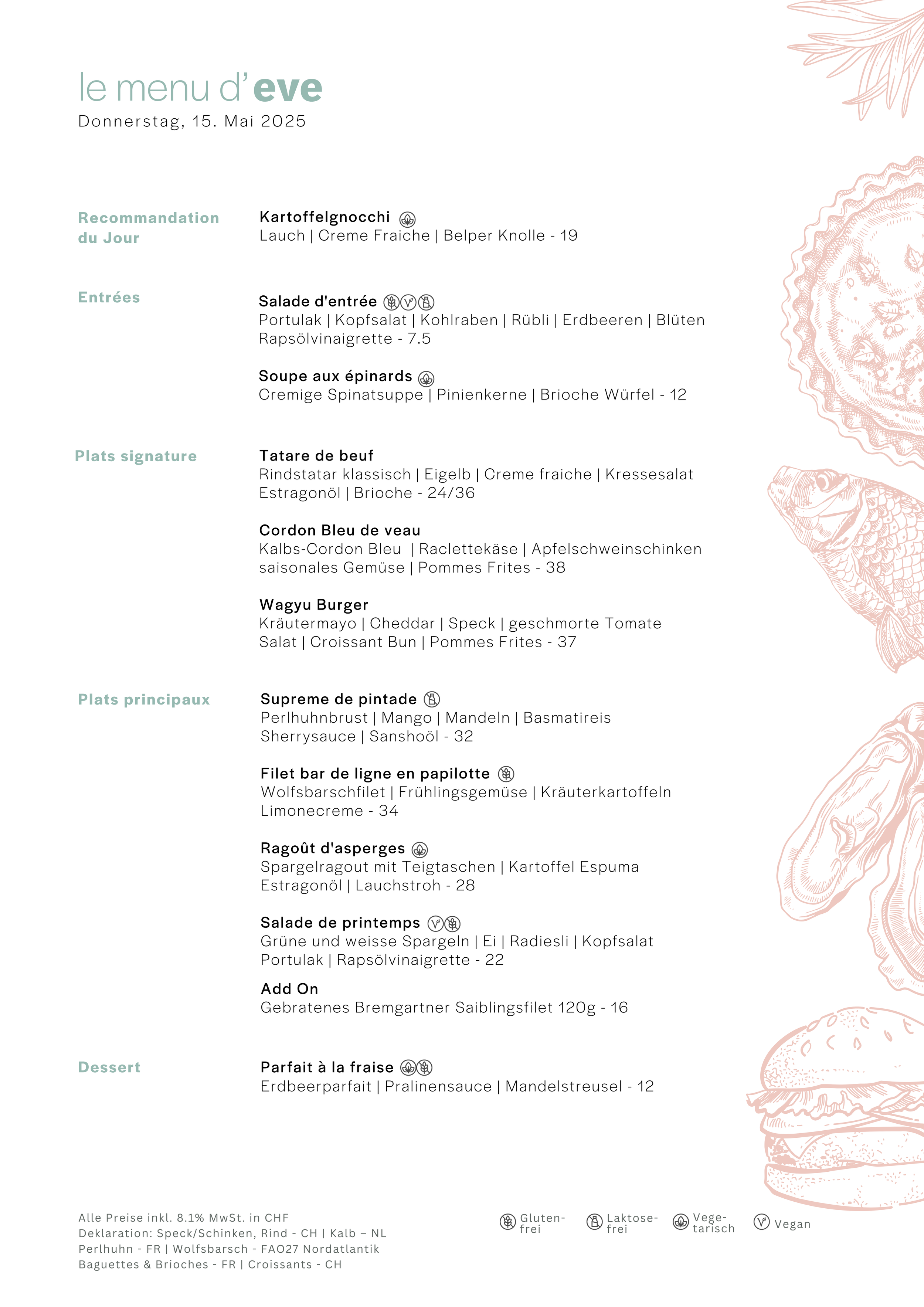 Daily Menu — Restaurant Eve's Kitchen