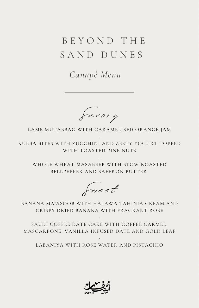 Beyond The Sand Dunes - The Saudi Embassy, London — asfar culinary ...