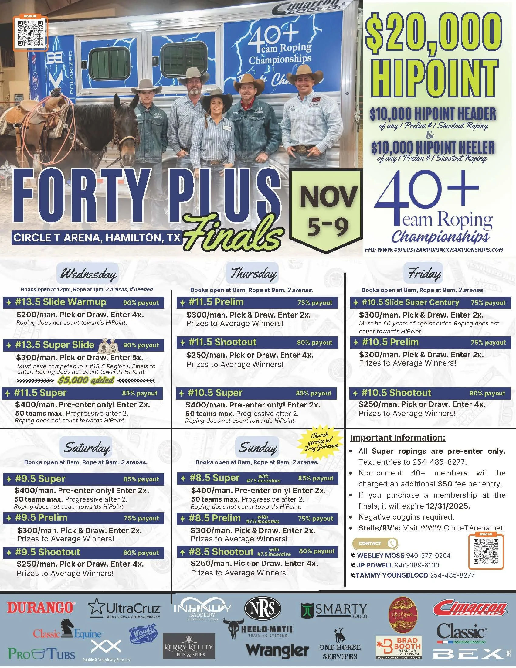 Calendar — 40+ Team Roping Championships