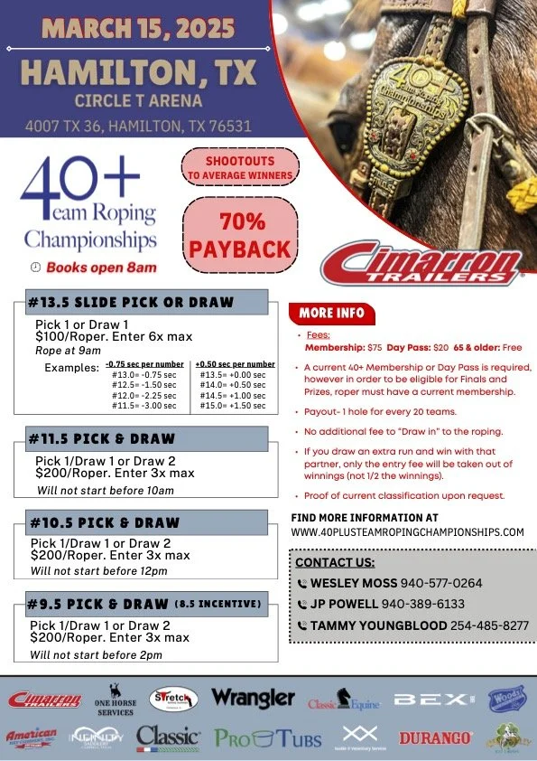 Calendar — 40+ Team Roping Championships