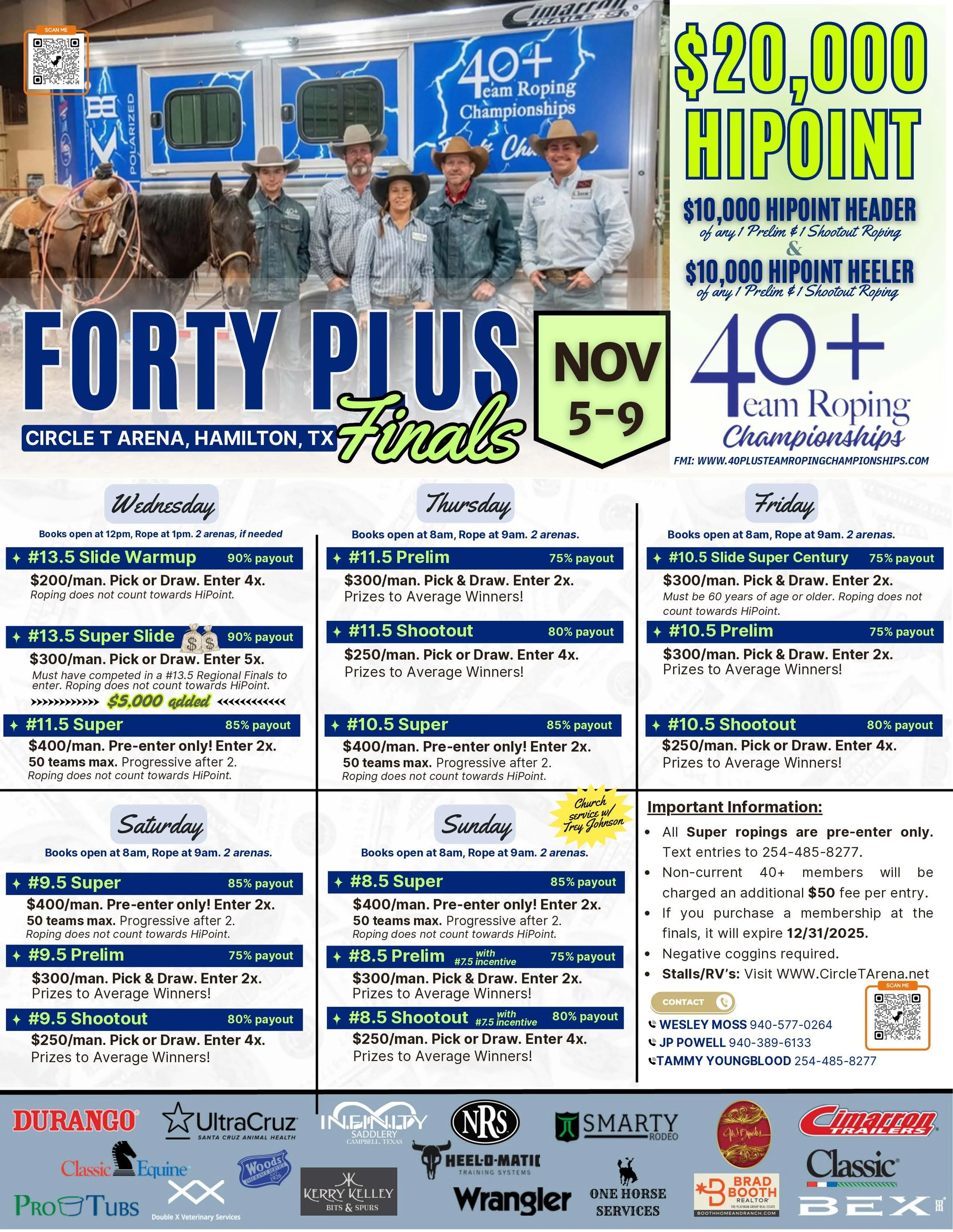Finals | November 5-9, 2025 | Hamilton, TX — 40+ Team Roping Championships