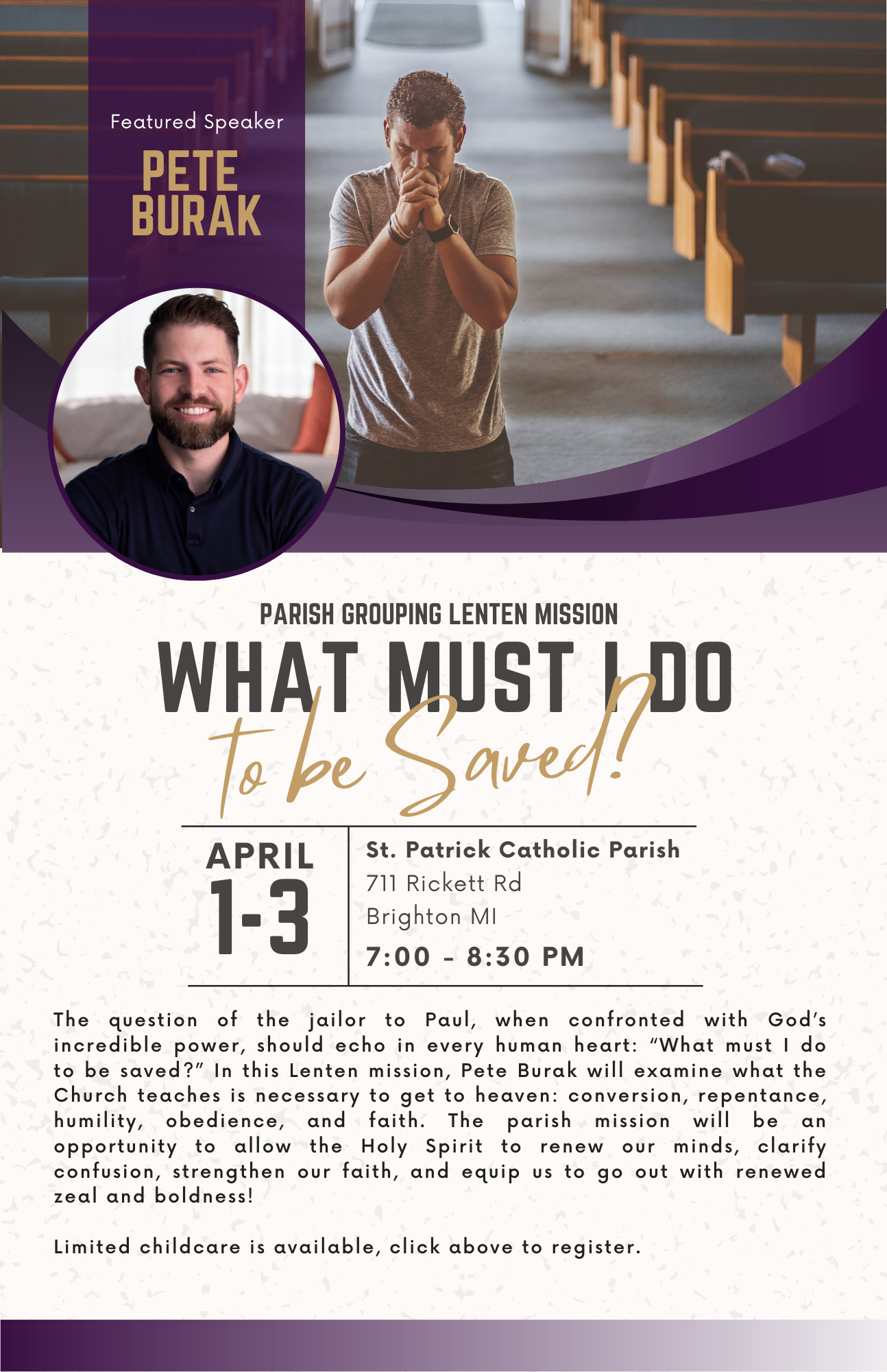 Lenten Mission: What Must I Do To Be Saved? — St. Patrick Catholic Parish
