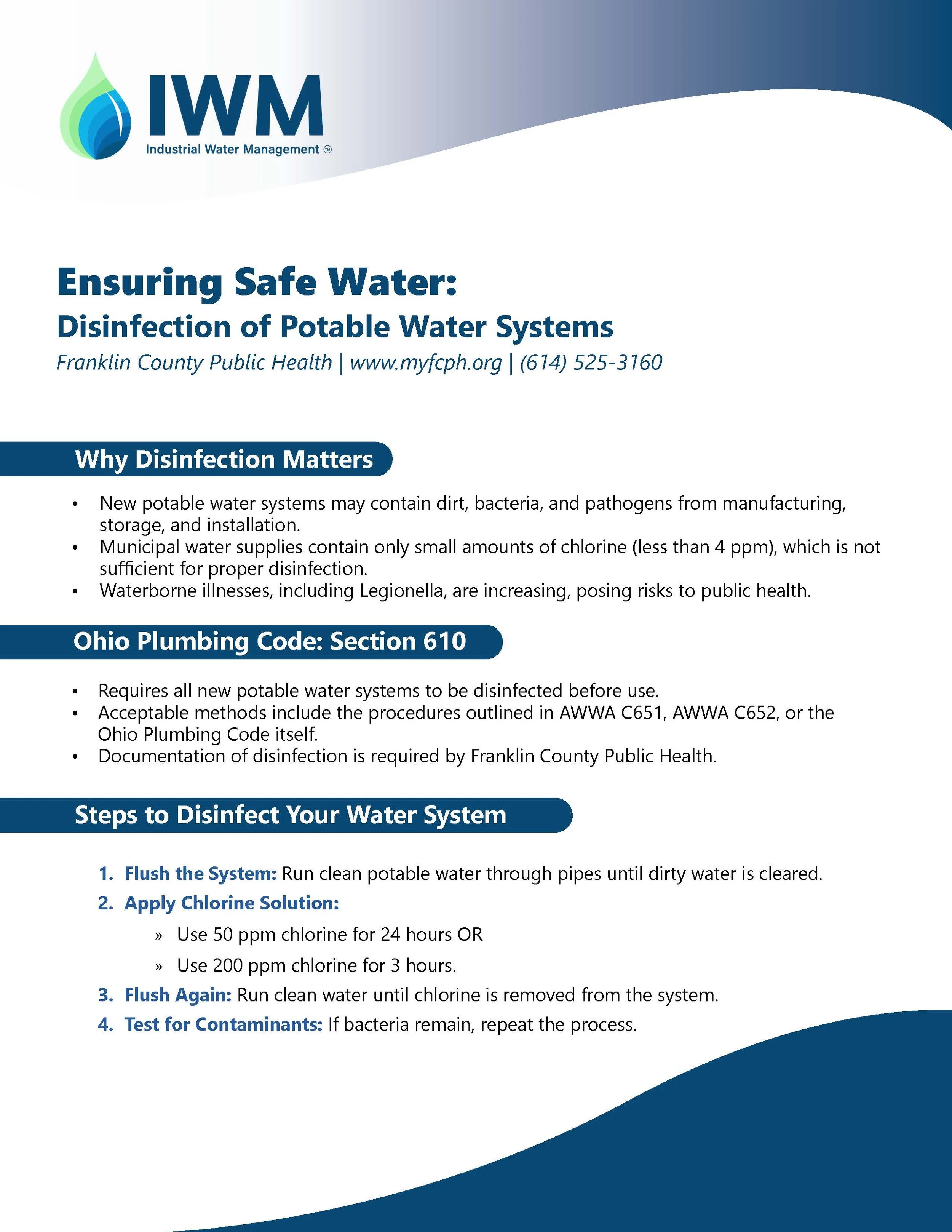 Secondary Disinfection Services — Industrial Water Management