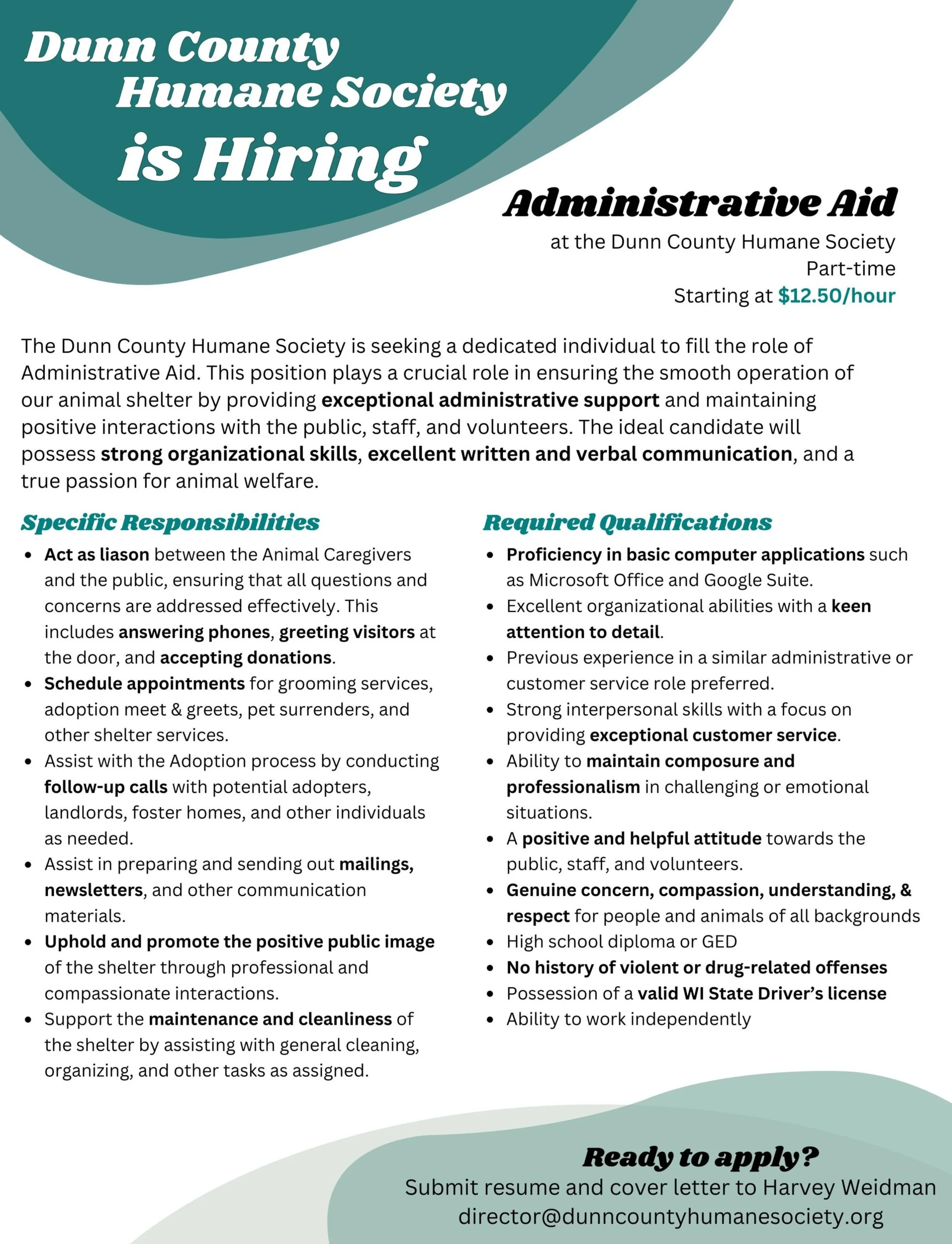 Employment — Dunn County Humane Society