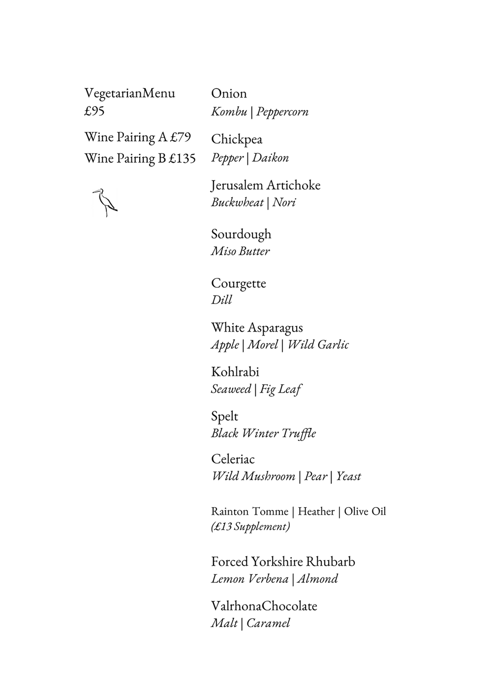 Vegetarian + Vegan Menus — Heron