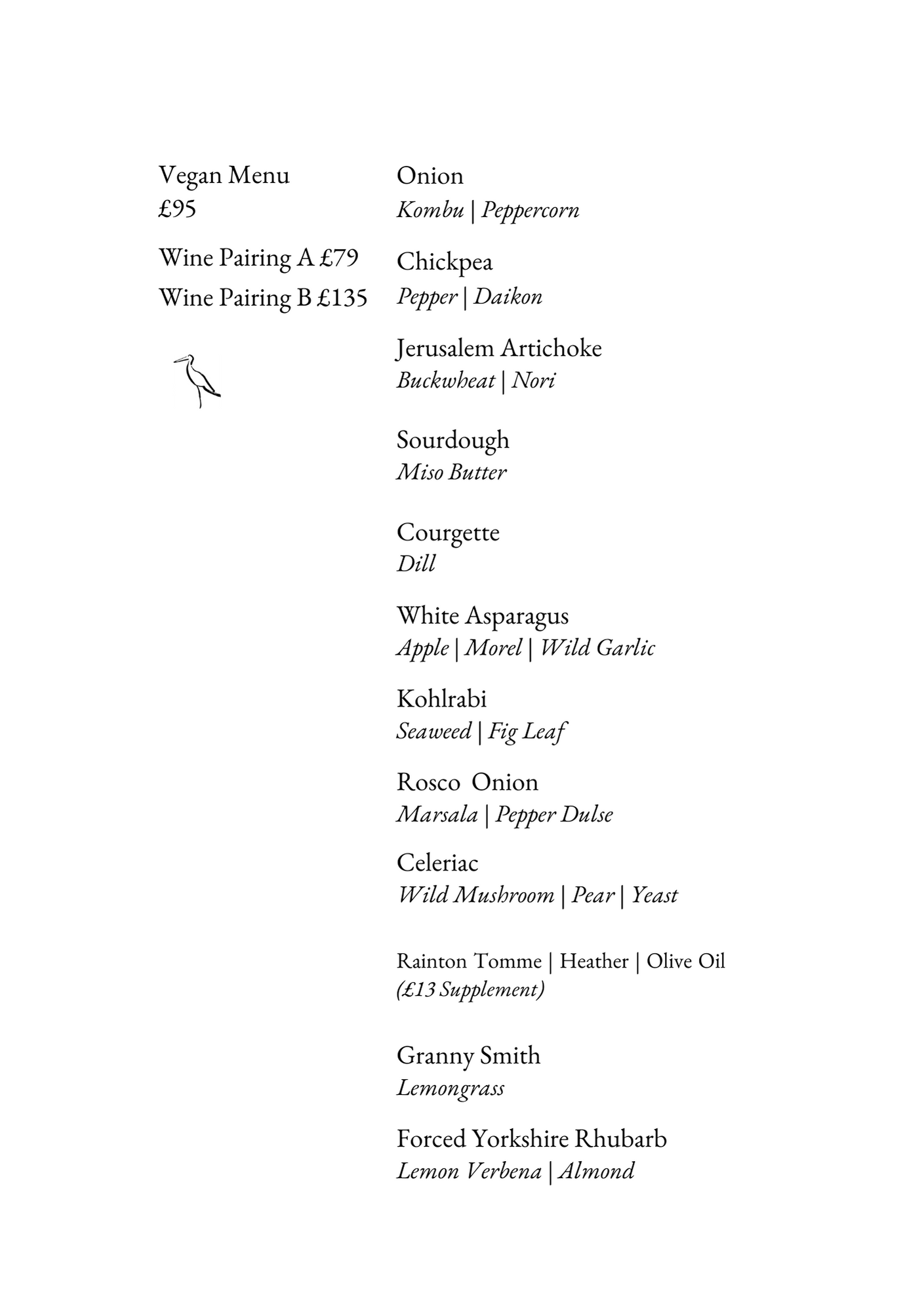 Vegetarian + Vegan Menus — Heron